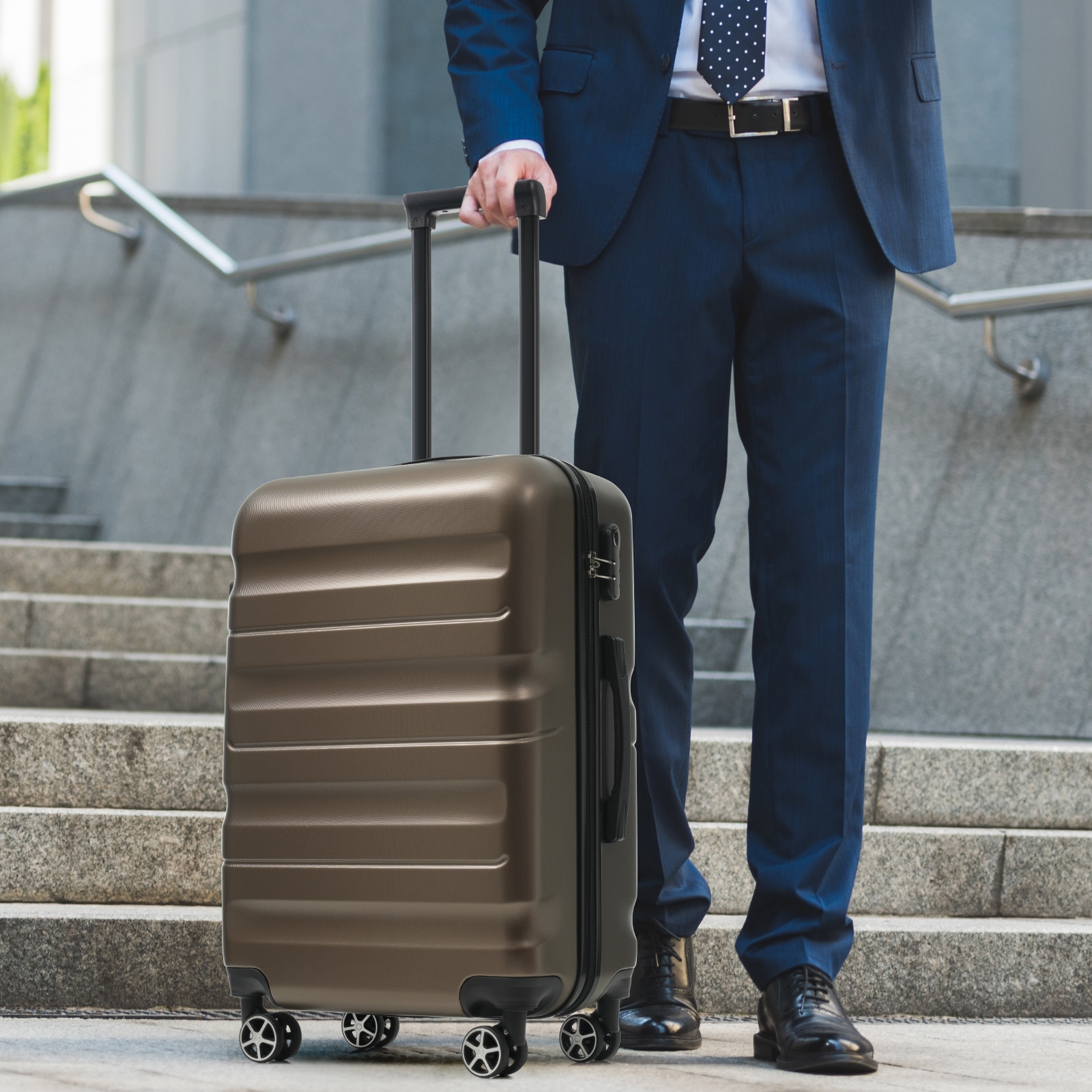 Rbied luggage sets Hardshell 30.65x19.95x12 Plastic brown Suitcase set ...