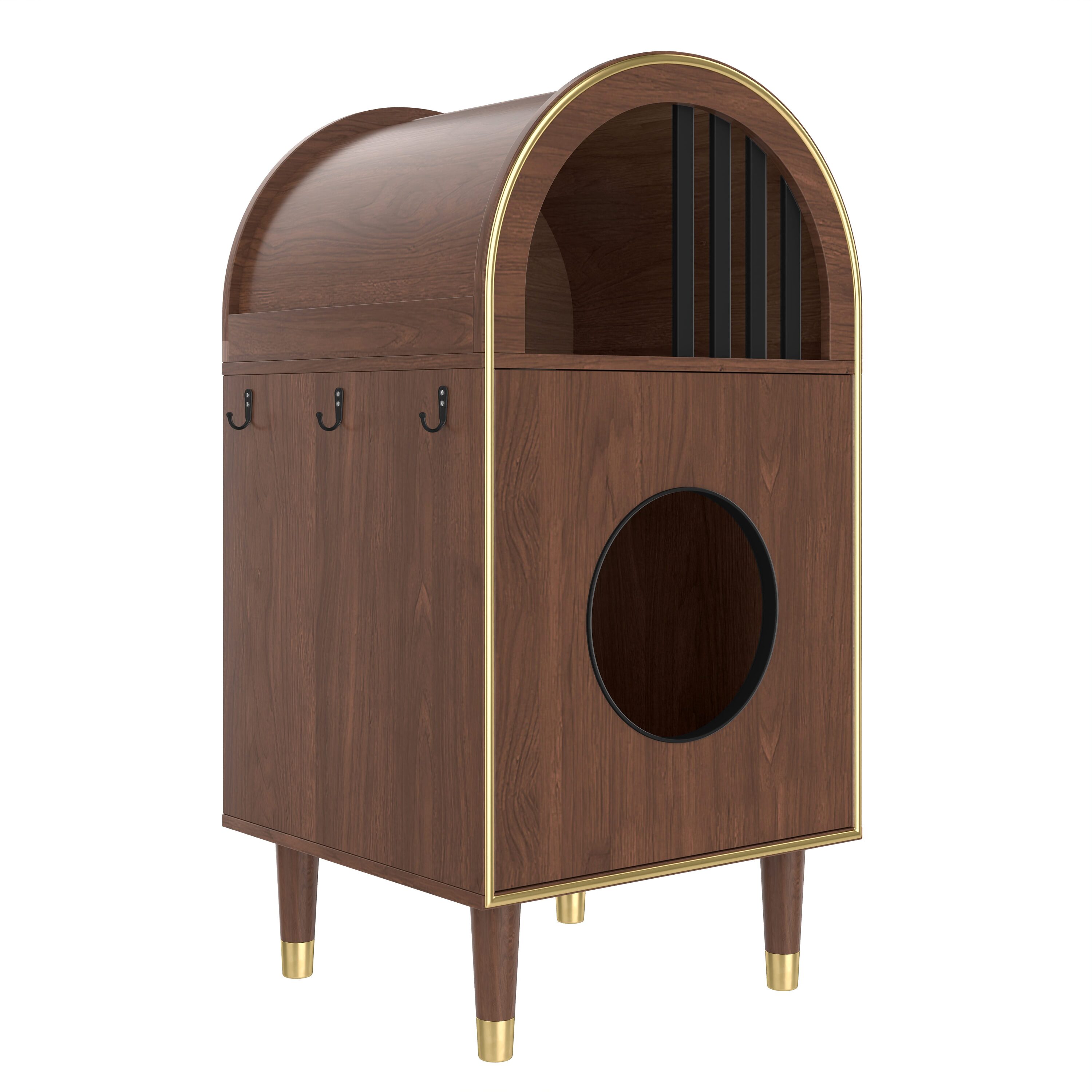 Vynxaria 2 in 1 Cat Litter Box Enclosure Cat Condo Bed Two Level ...