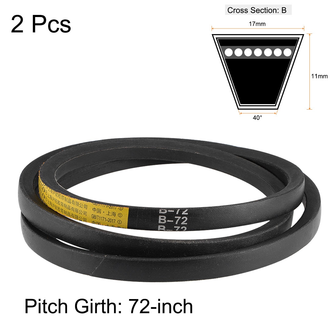 Unique Bargains B72 V-Belts 72inch Pitch Length B-Section Rubber Drive ...