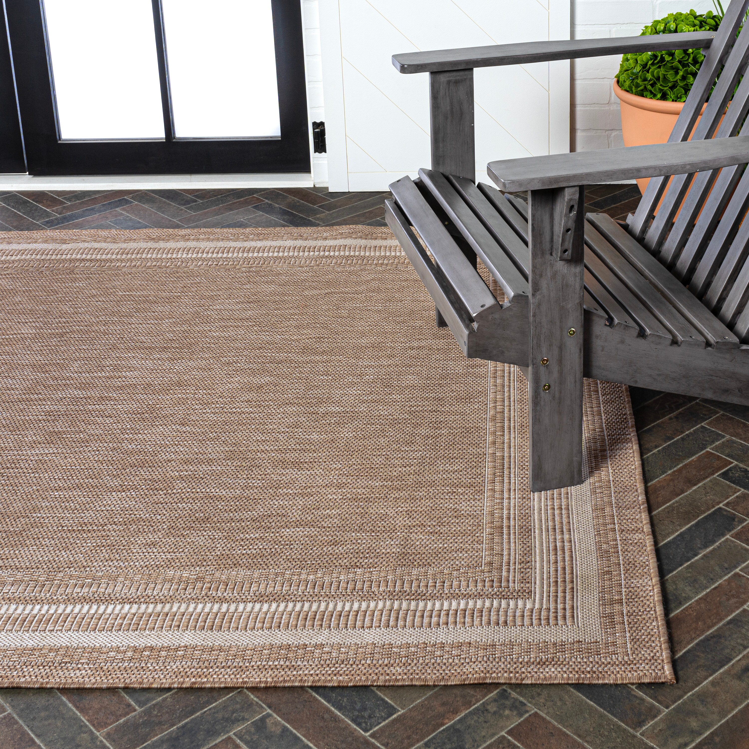 JONATHAN Y TUSCAN SUN Lido Pinstripe Border 8 X 10 (ft) Beige/Cream ...