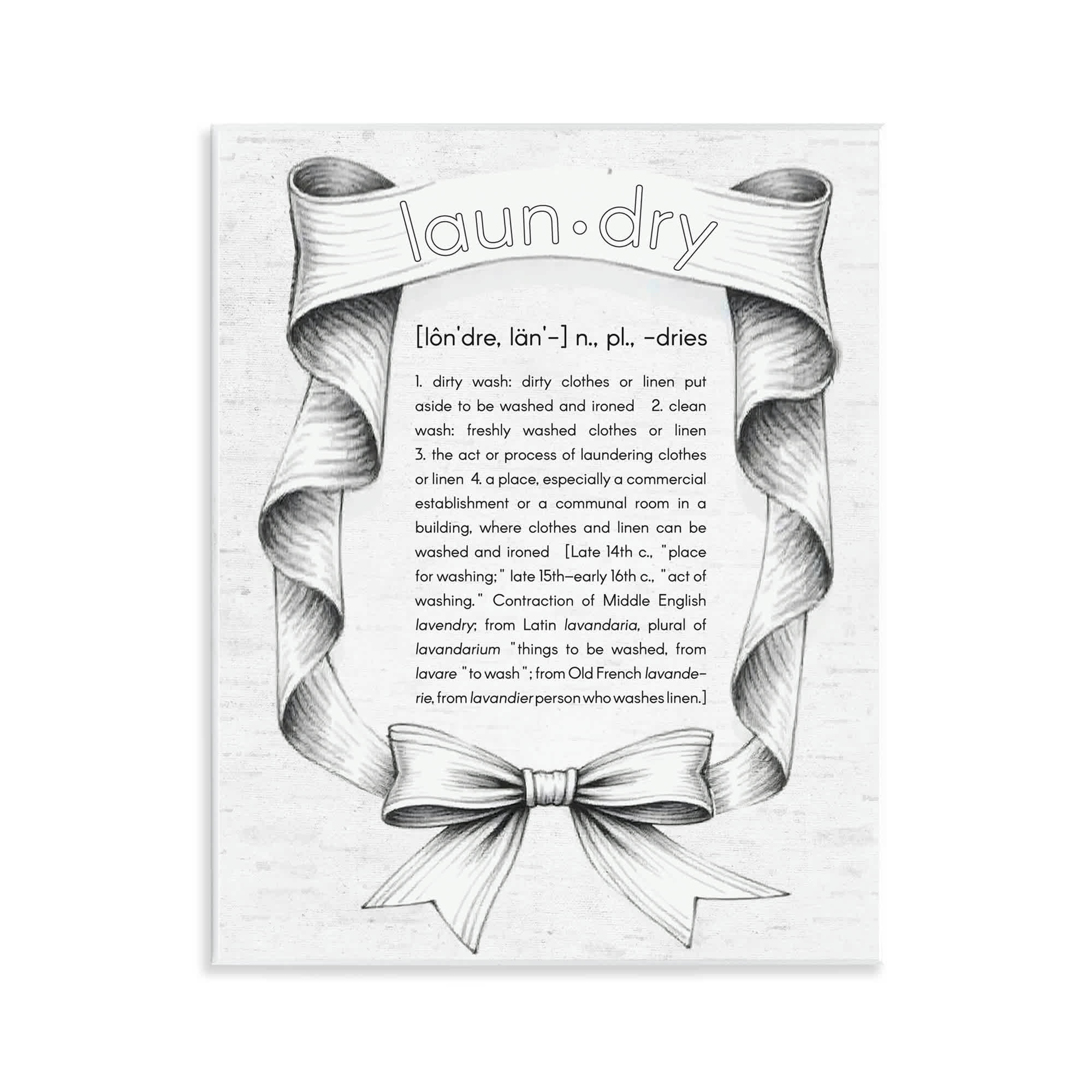 Stupell Industries Laundry Definition Vintage Bow Wall Plaque Art 11 x ...