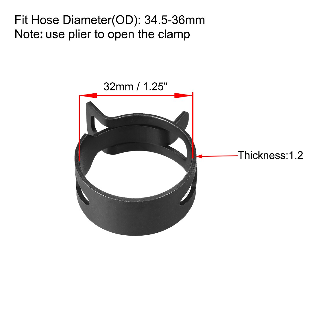 Unique Bargains Steel Band Clamp 32mm Inner Dia Fit 34.5-36mm OD Hose ...