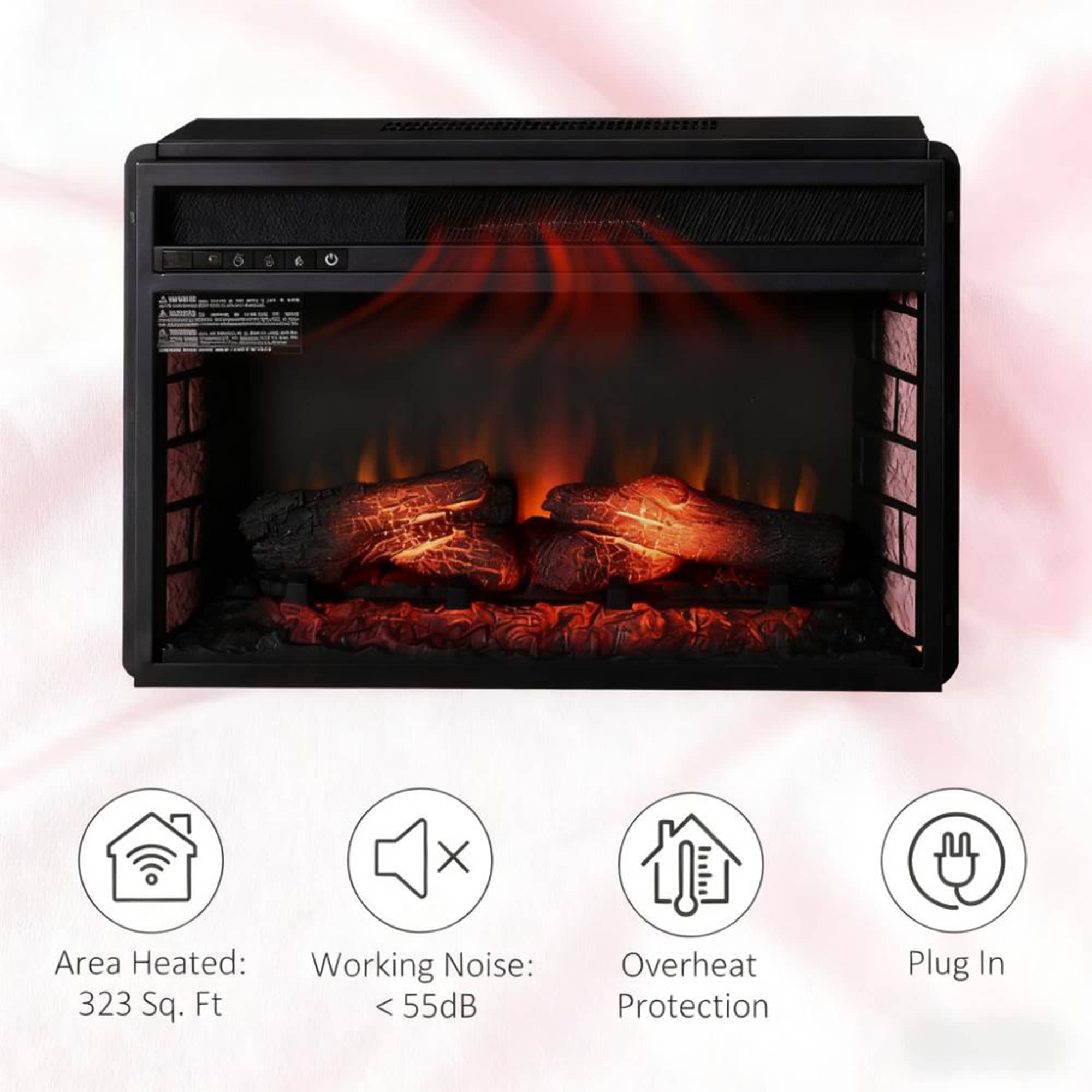 SINOFURN 26.3-in Black Electric Fireplace Insert in the Electric ...