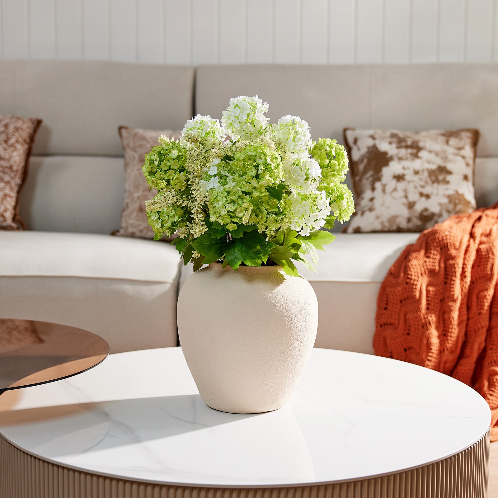 VeriNatural 23.6-in Green Indoor Desktop Hydrangea Artificial Plant ...