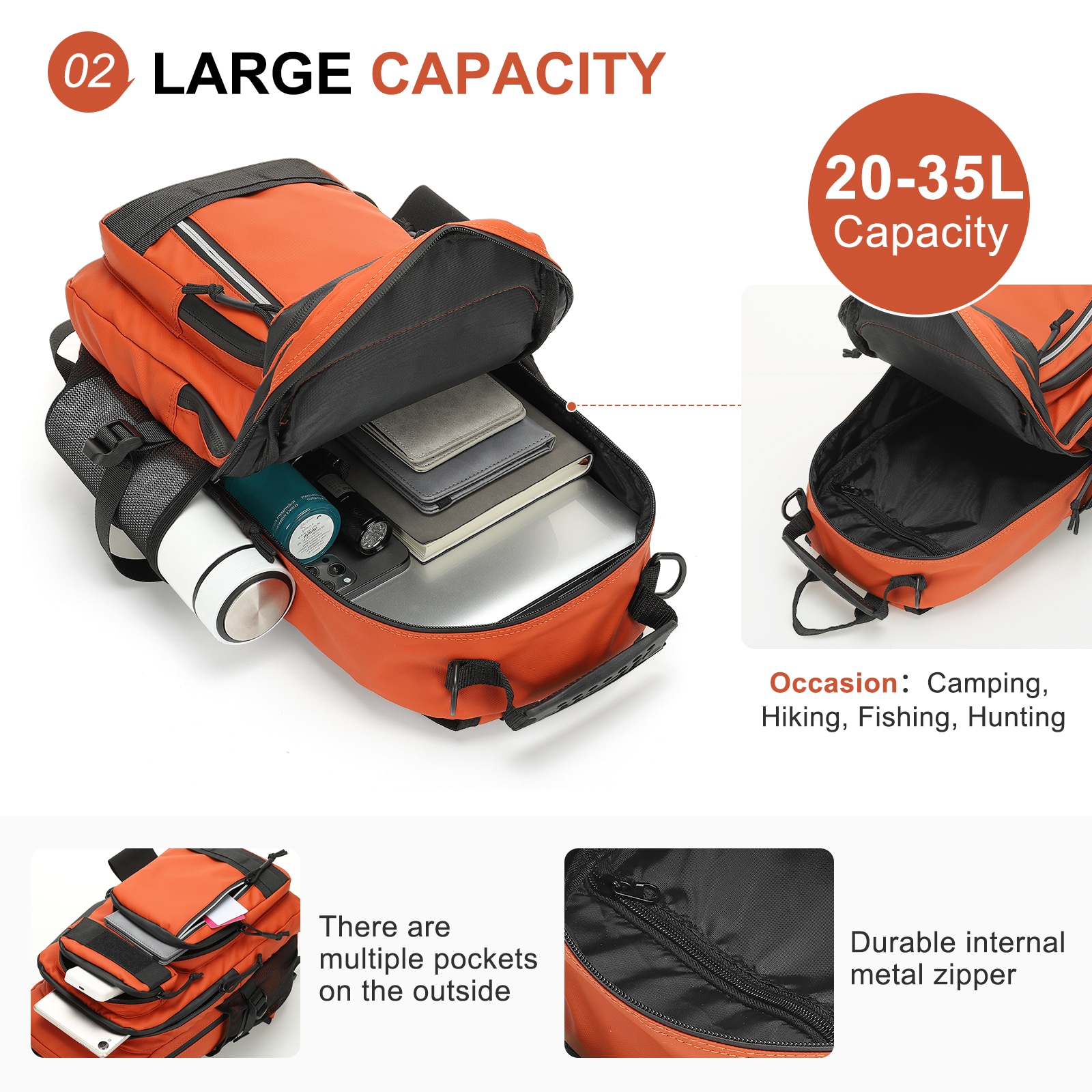 Unique Bargains 35L Fishing Backpack with Rod Holder Waterproof Tackle ...