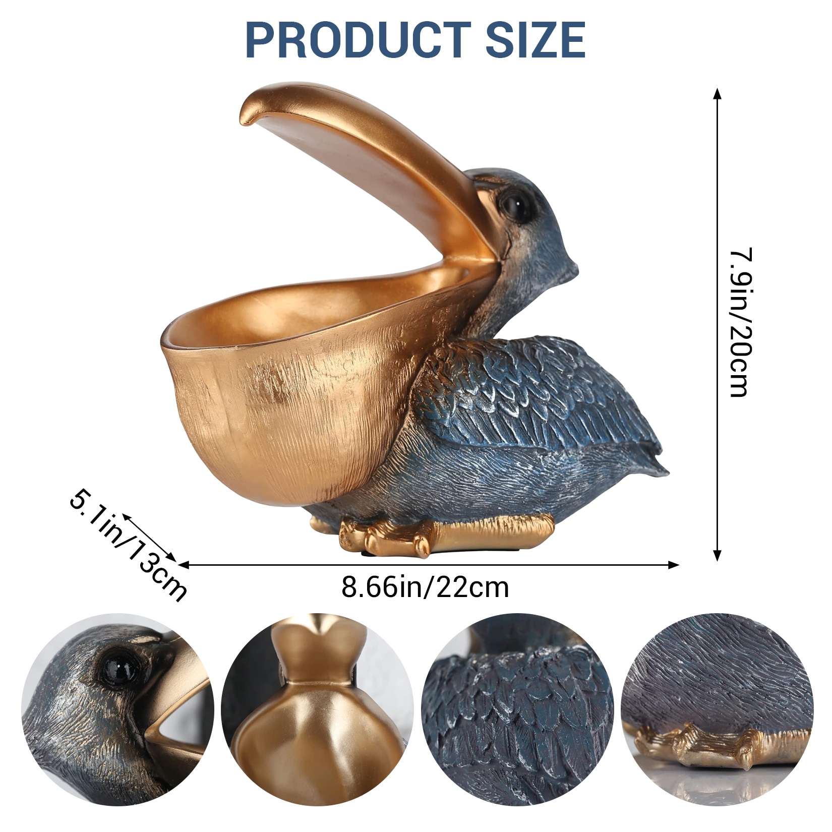 IdealHouse Pelican Statue Candy Dish Decorative Resin Storage Bowl for ...