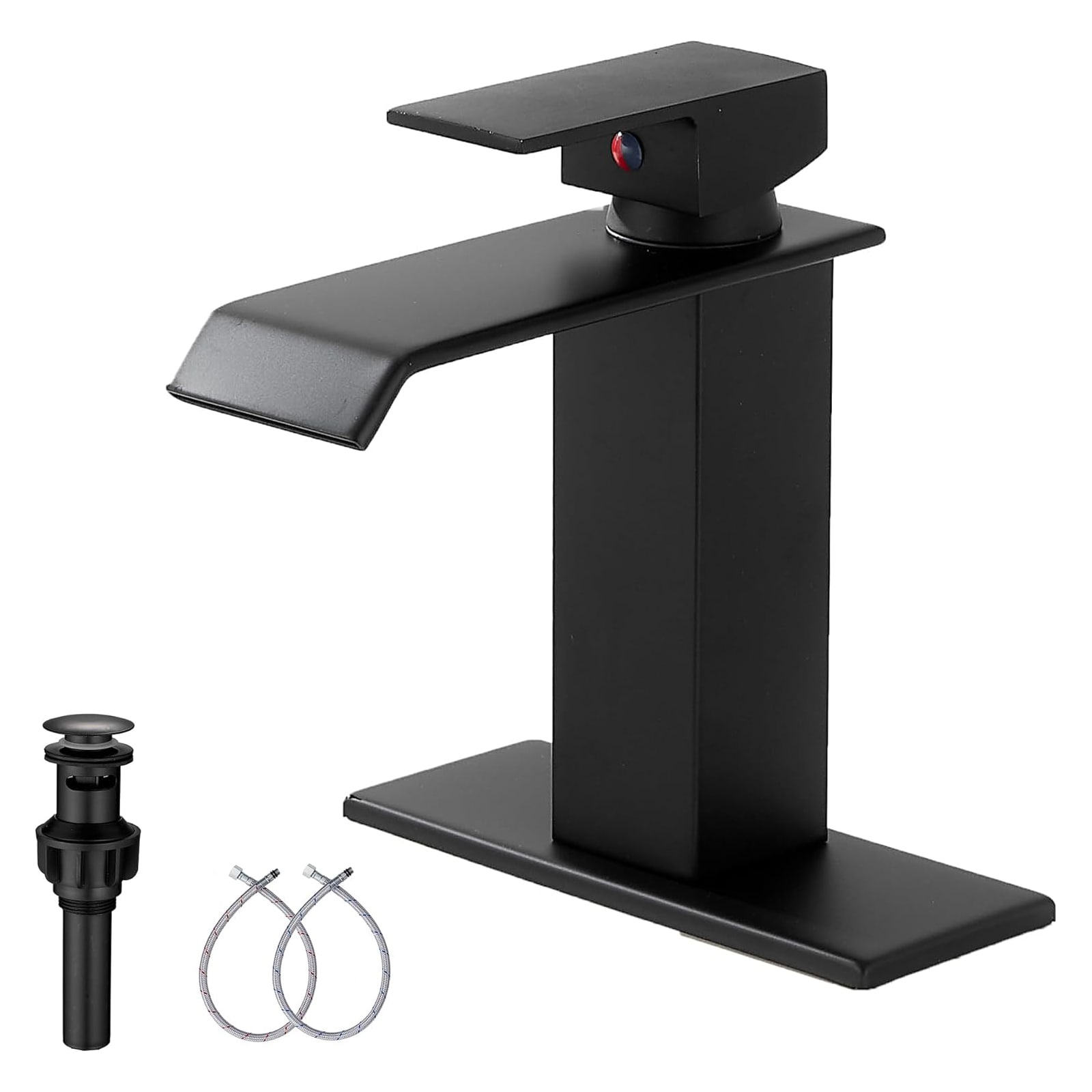 BYH Matte Black Single hole 1-handle Waterfall Commercial/Residential ...