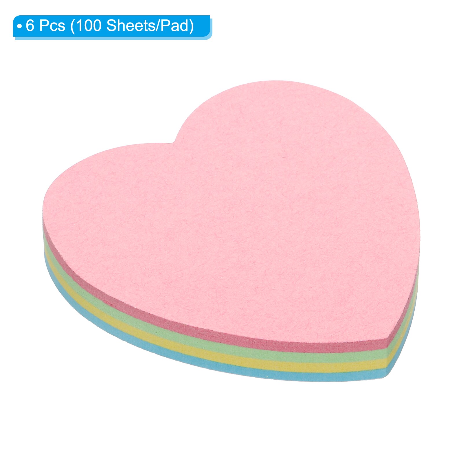 PATIKIL 2.7 x 2.7 Inch Heart Shape Sticky Notes 6pcs Cute Self-Stick ...
