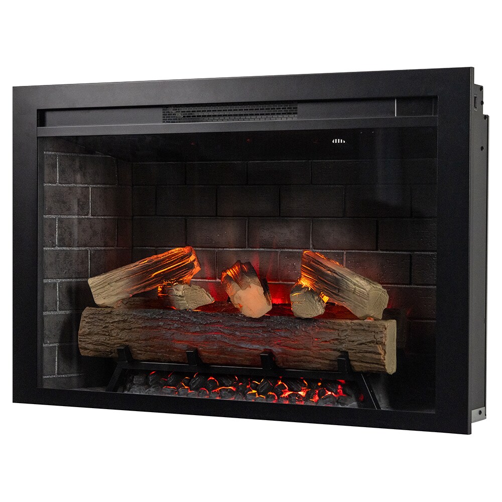 Modern Ember 39.02-in Black Electric Fireplace Insert in the Electric ...