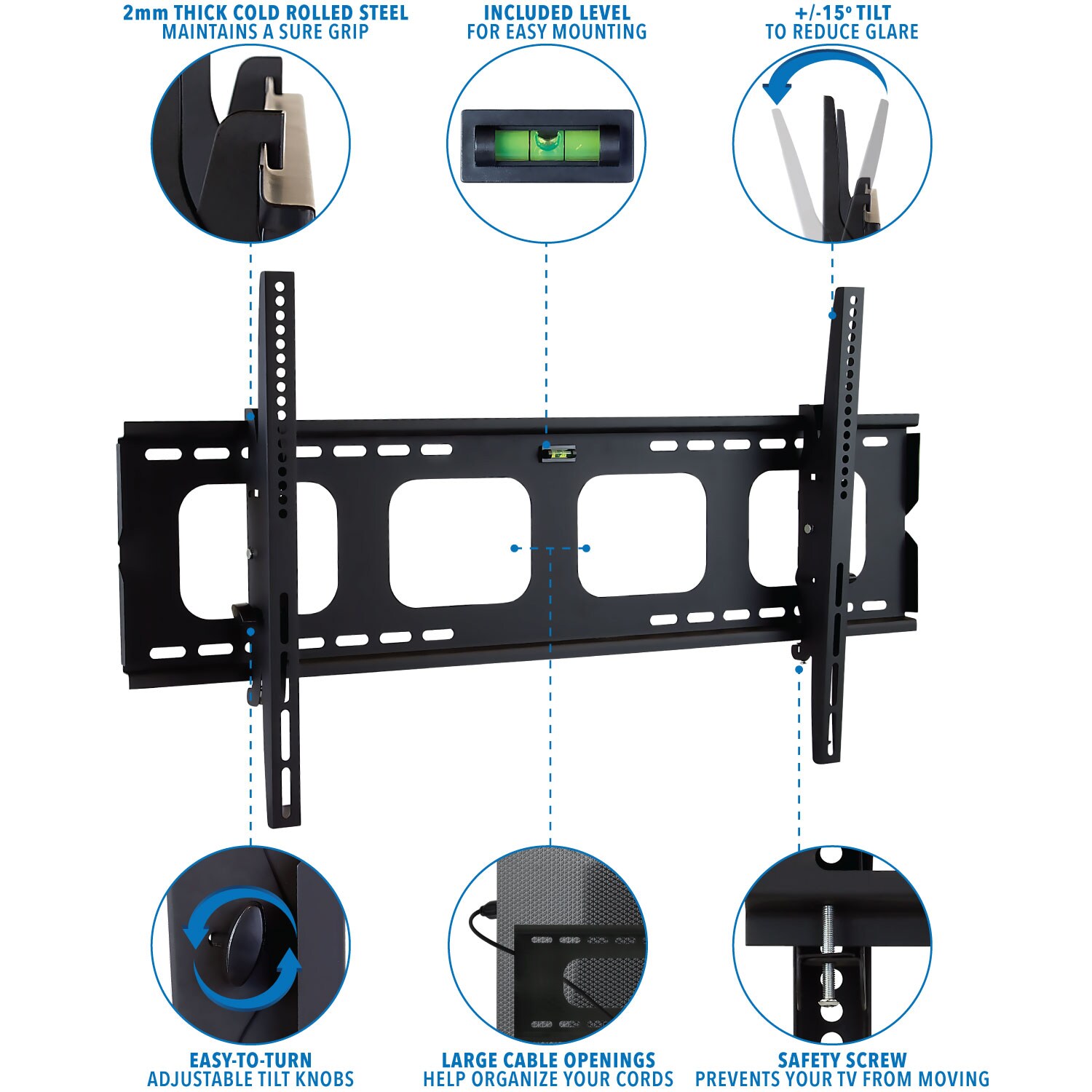 Mount-It! MI-2303L Fixed Indoor Wall TV mount Fits TVs up to 80-in ...