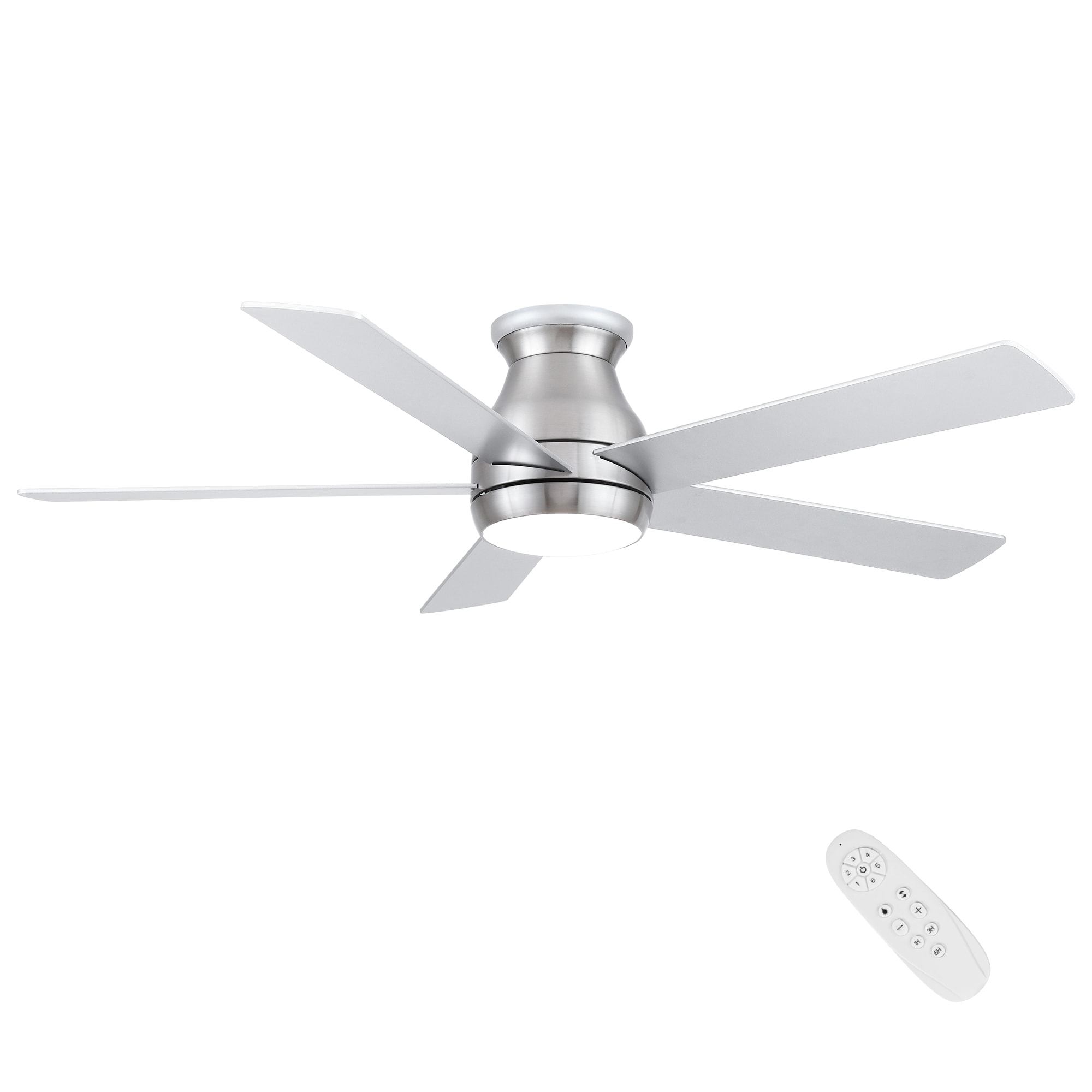 Bybafun 52-in Silver with Finished Blades Color-changing Indoor Flush ...