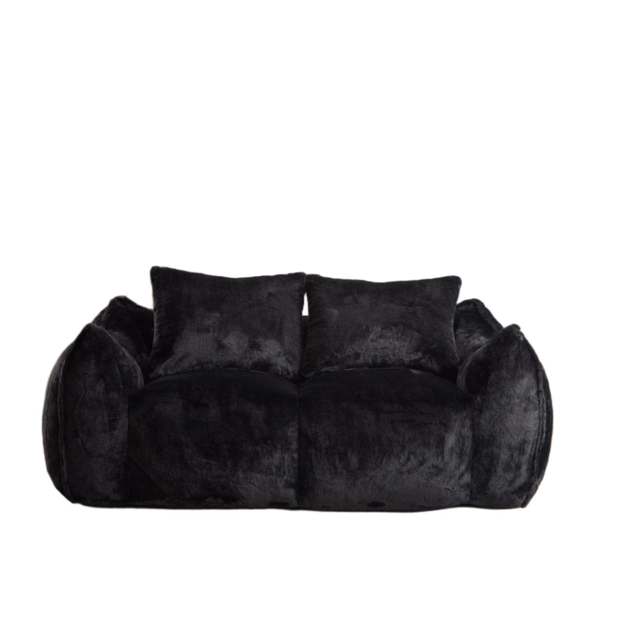 Vynxaria Black Faux Fur Ultra Soft Giant Bean Bag Couch 75x42x28 Inch ...