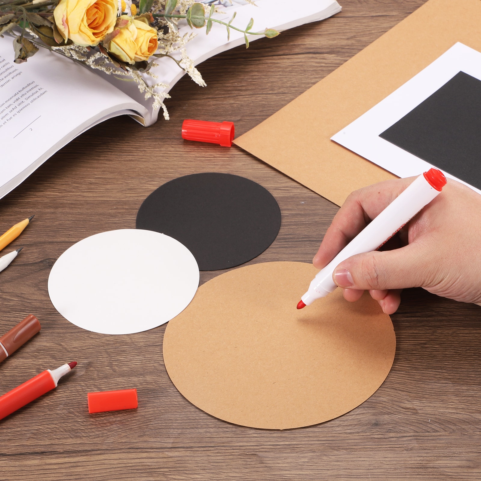 Unique Bargains 40pcs Kraft Paper 4 x 4-Inch Kraft Cardstock Paper ...