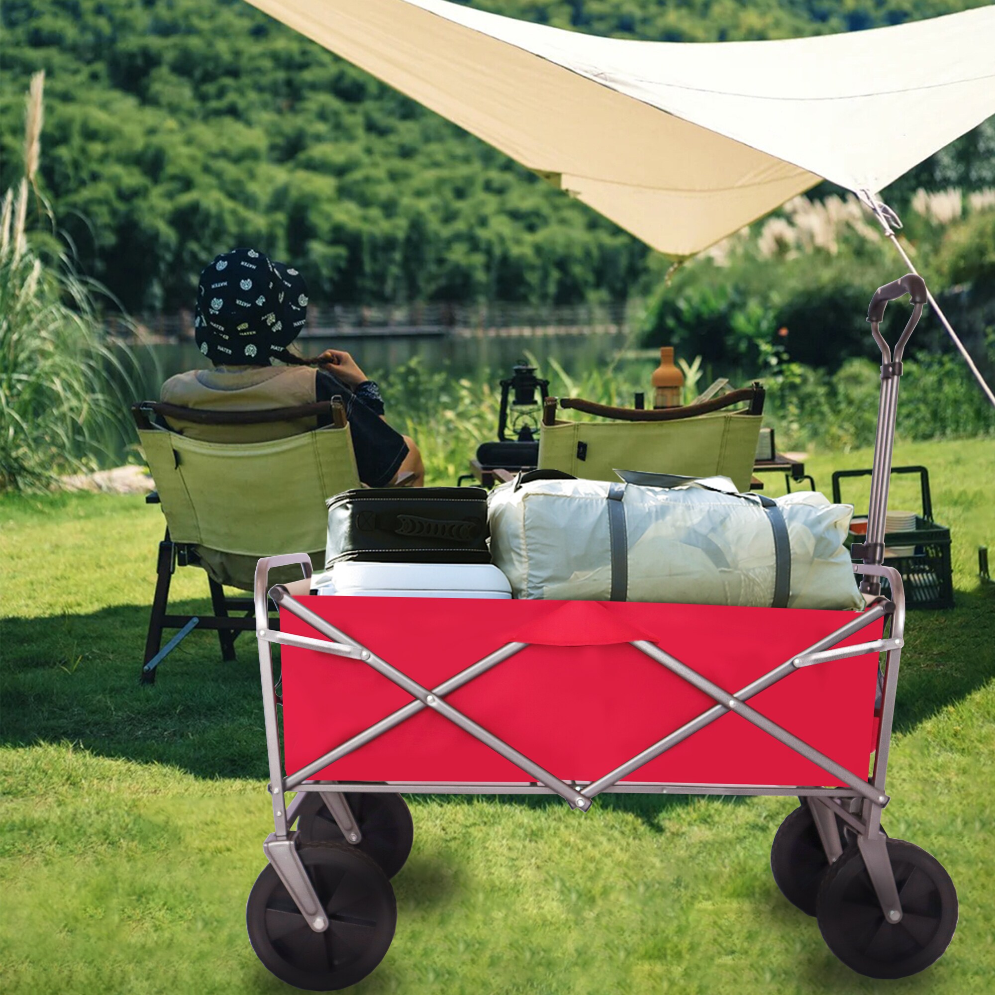 AHIOU HOME Carolyn 3.95-cu ft Steel Folding Yard Cart ZAAHG AHIOU HOME Carolyn 3.95-cu ft Steel Folding Yard Cart ZAAHG