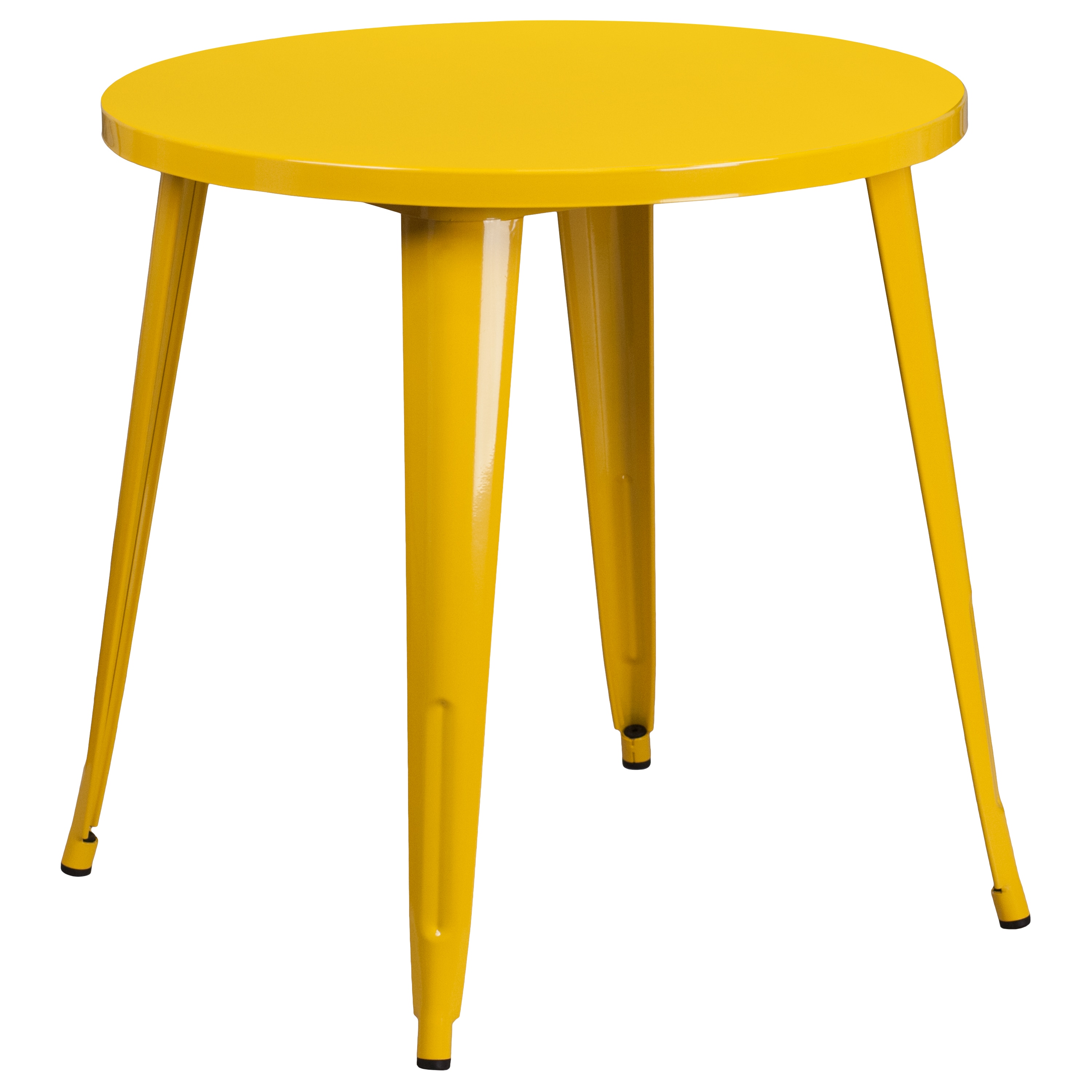 Emma + Oliver Commercial Grade 30-in Round Yellow Metal Indoor-Outdoor ...