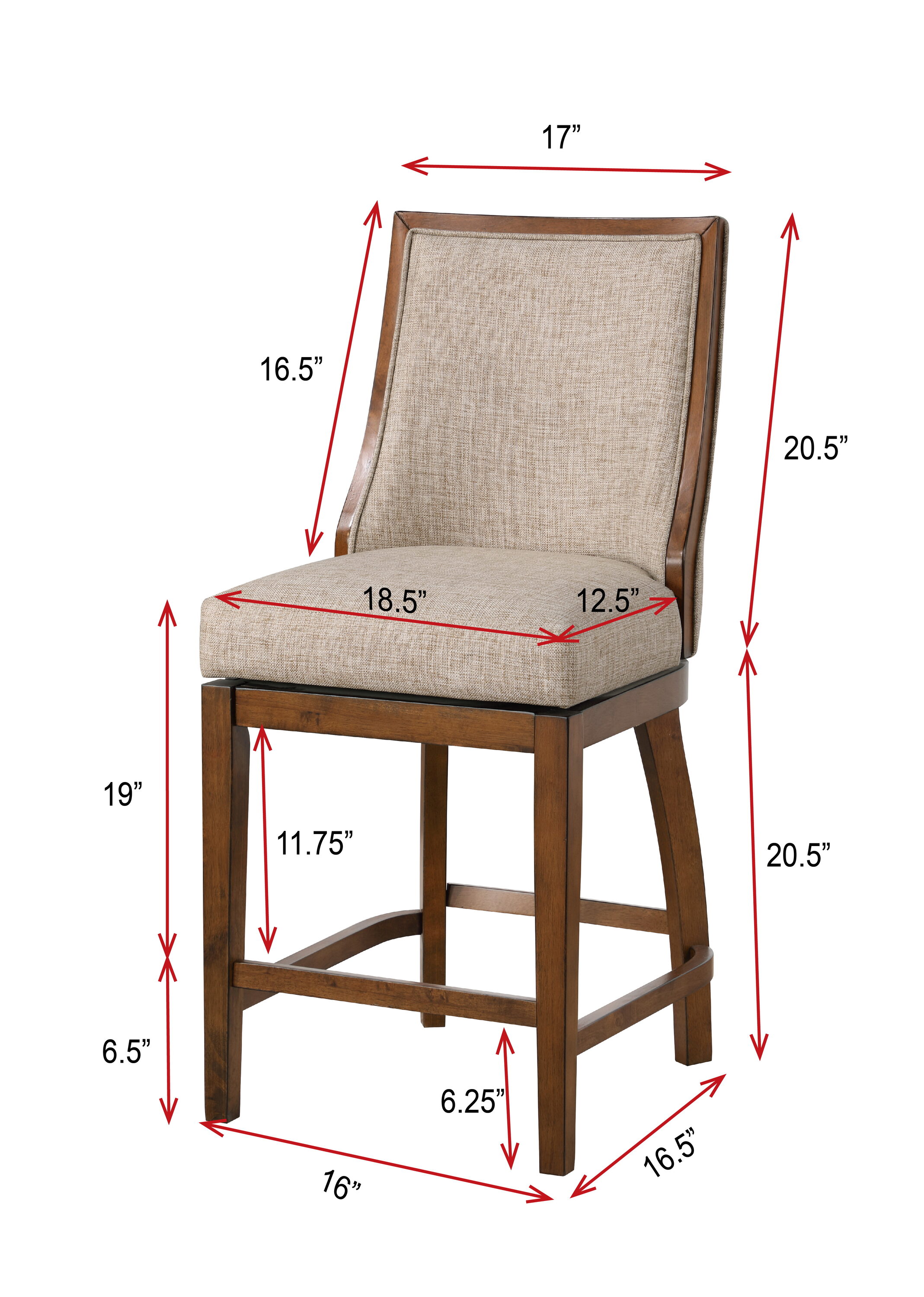 Home 2 Office Brown 40.7-in H Counter height Upholstered Swivel Wood ...