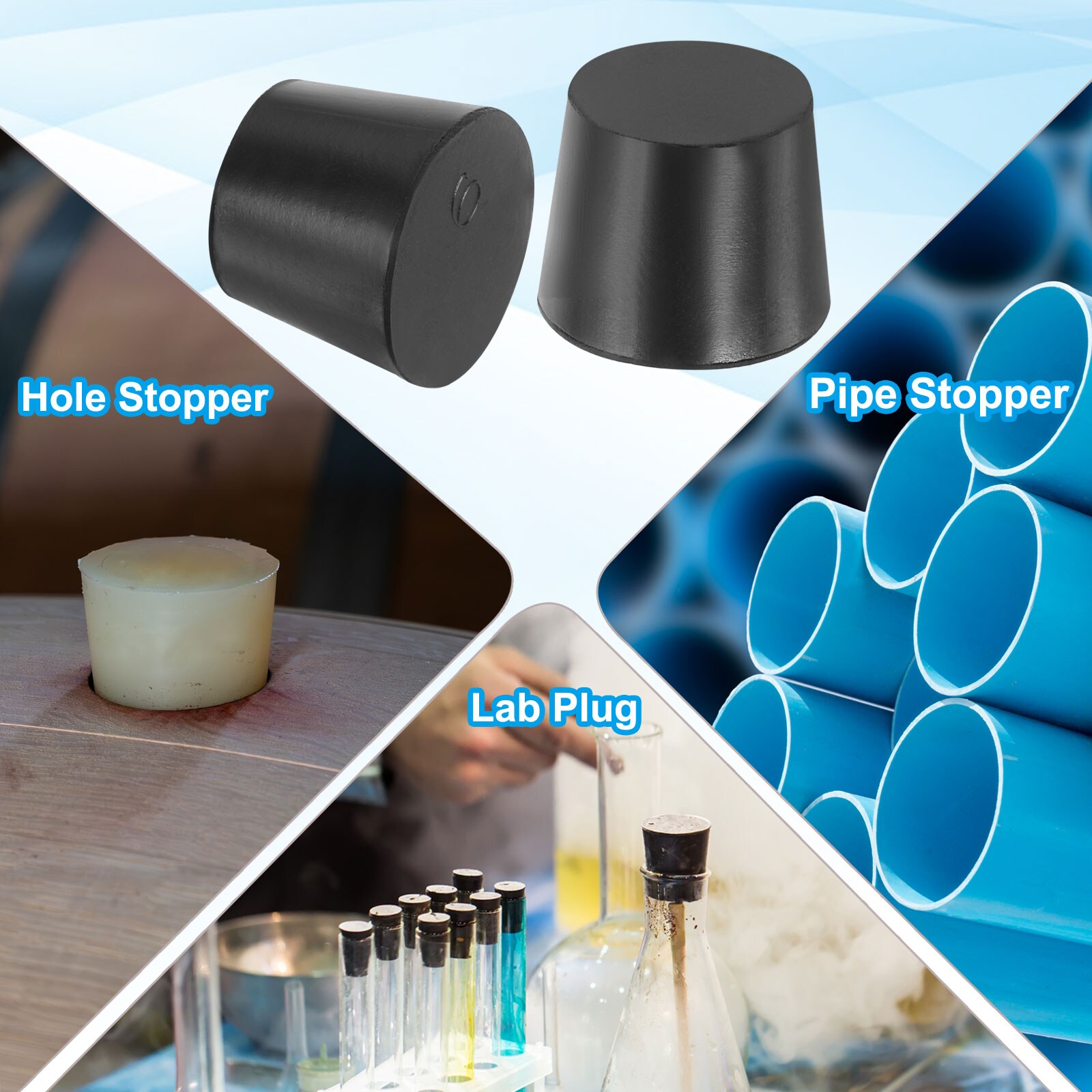 PATIKIL Solid Rubber Stoppers 6# 5pcs Tapered Lab Seal Rubber Stoppers ...