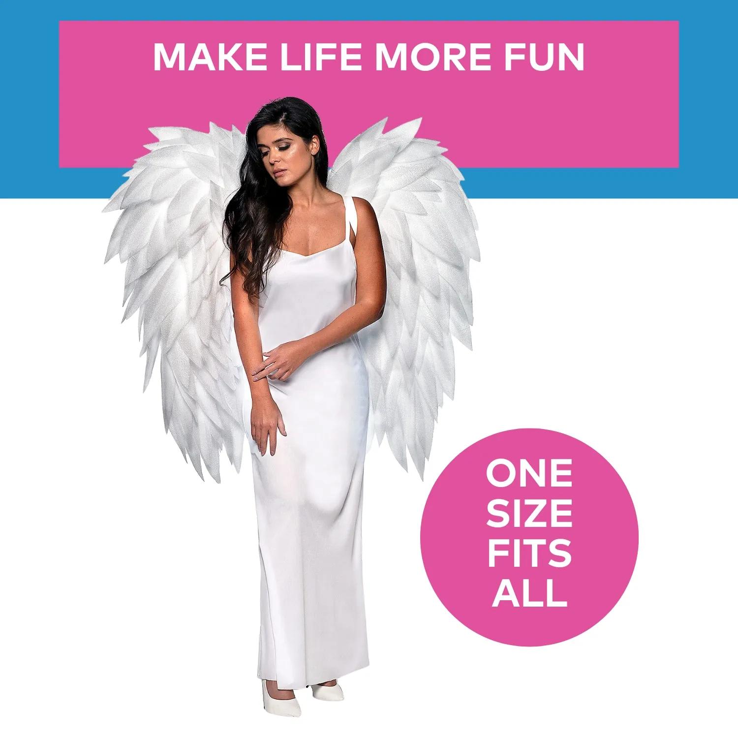 Underwraps 40" Featherless White Poly-Foam Angel Wings with Shoulder ...
