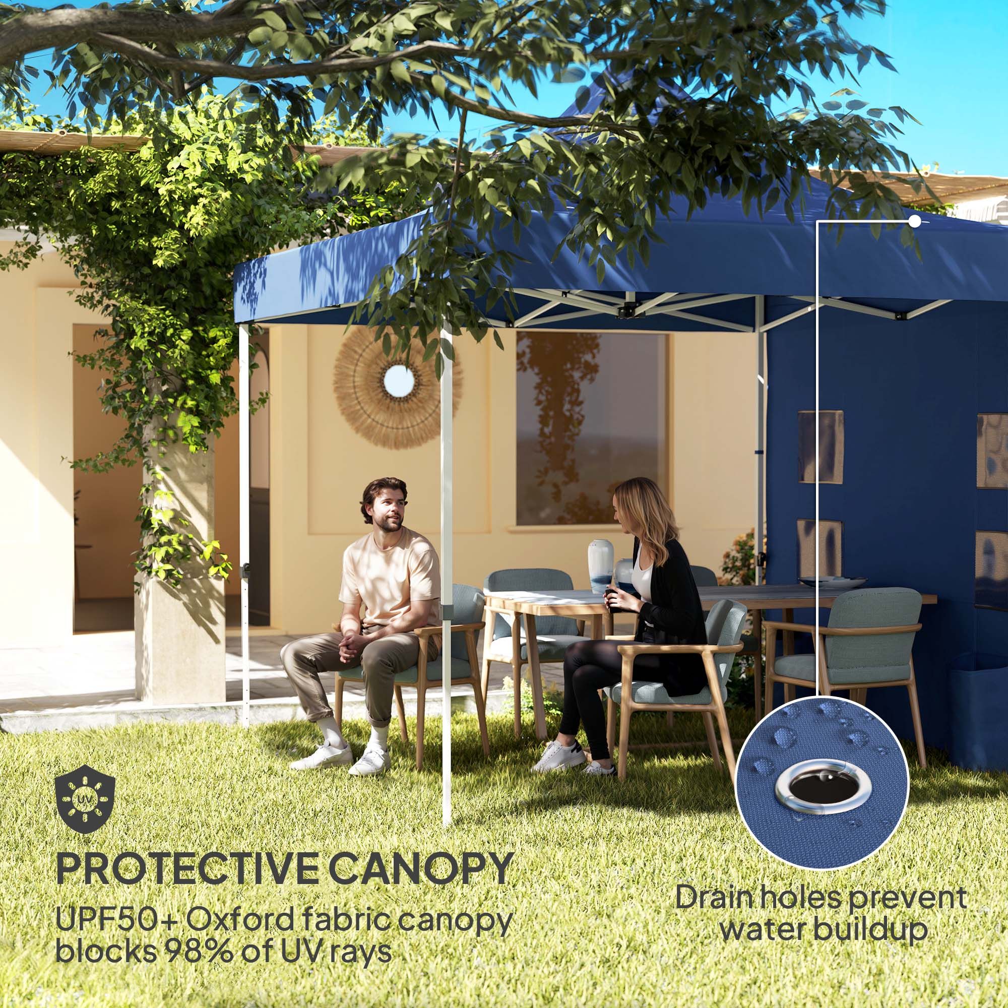JUSHUA 10 ft x 10 ft Heavy Duty Pop Up Canopy Tent with Sidewall UPF50 ...