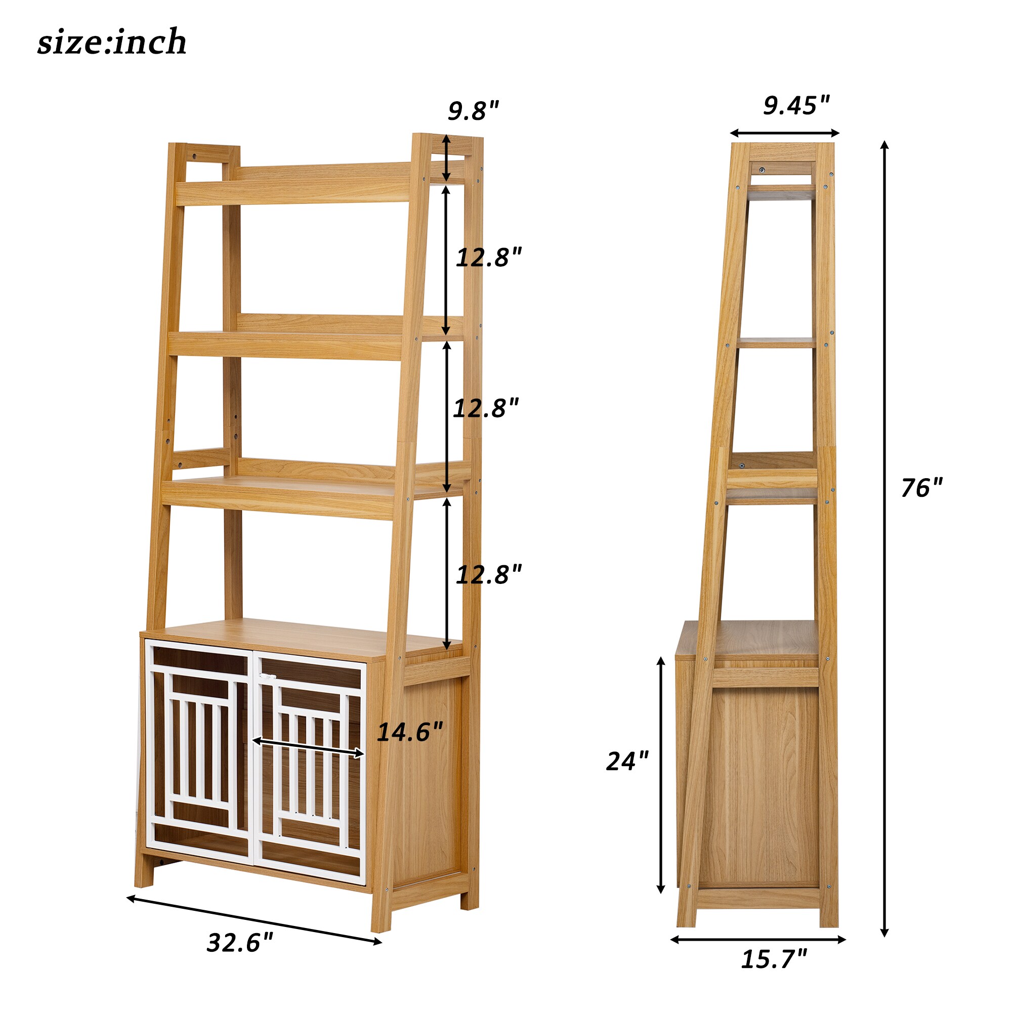 Misopily Modern 2 in 1 Dog Crate Ladder Bookshelf Tall Wood Display ...