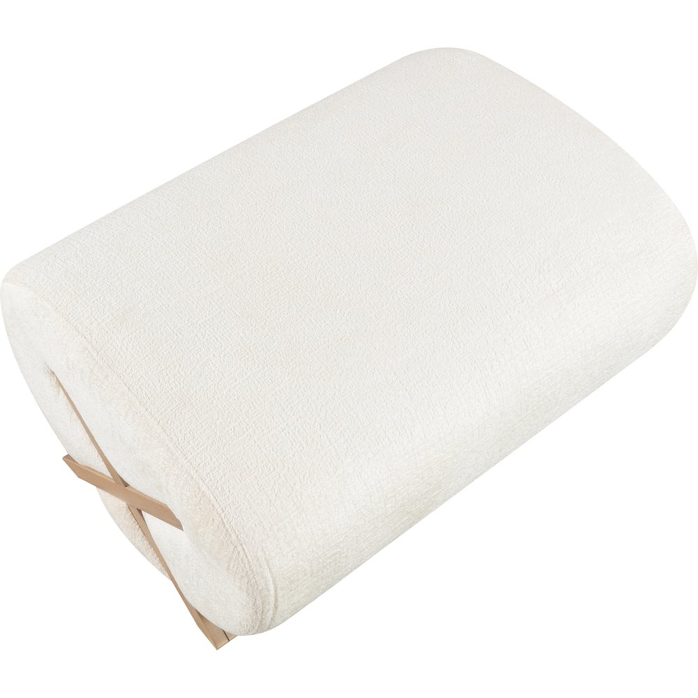 Meridian Akira Cream Fabric Upholstered Ottoman in the Ottomans & Poufs ...