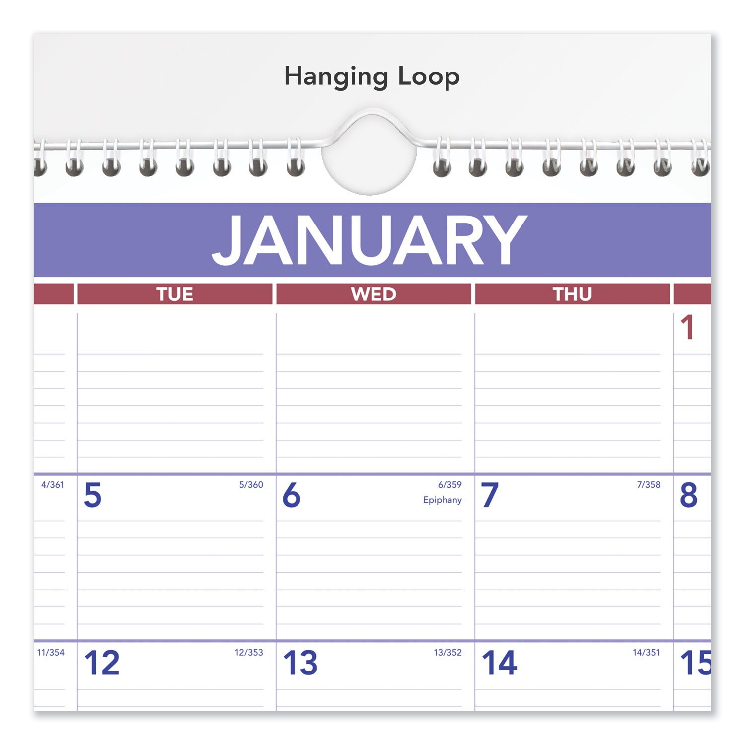 AT-A-GLANCE Monthly Wall Calendar 15 x 12 White Red Blue Sheets 12 ...
