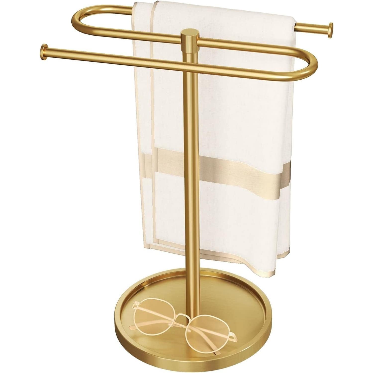 OGETFUUR S-Shape Brushed Gold Hand Towel Holder Stand for Bathroom ...