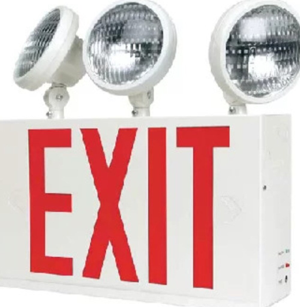 Ciata 3-Watt 120/277-Volt LED White Hardwired Exit Light with Red ...
