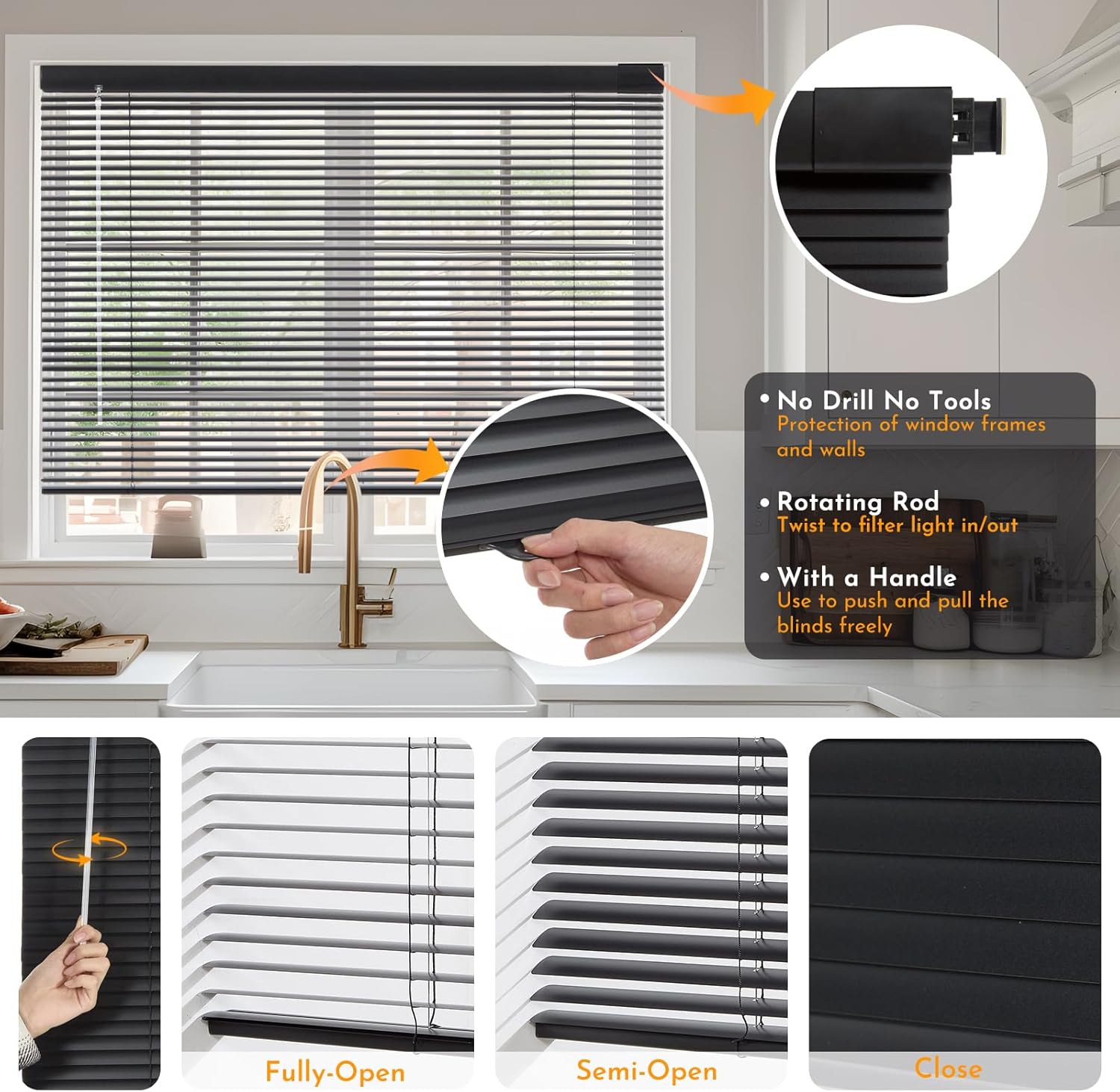 Persilux Custom Size Metal Aluminium Venetian Blinds 1 inch Cordless ...