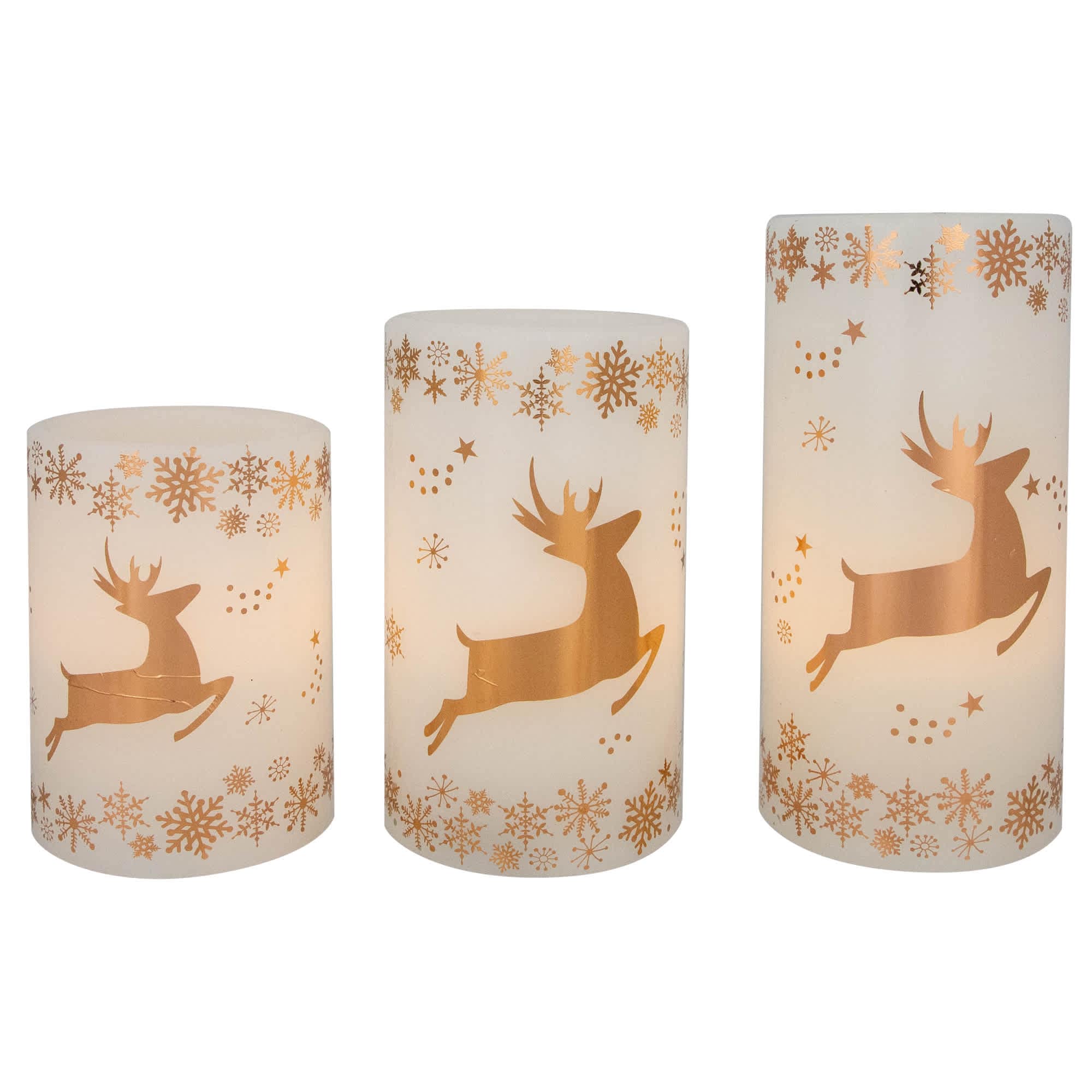 Northlight LED Reindeer Flameless Flickering Wax Pillar Christmas ...