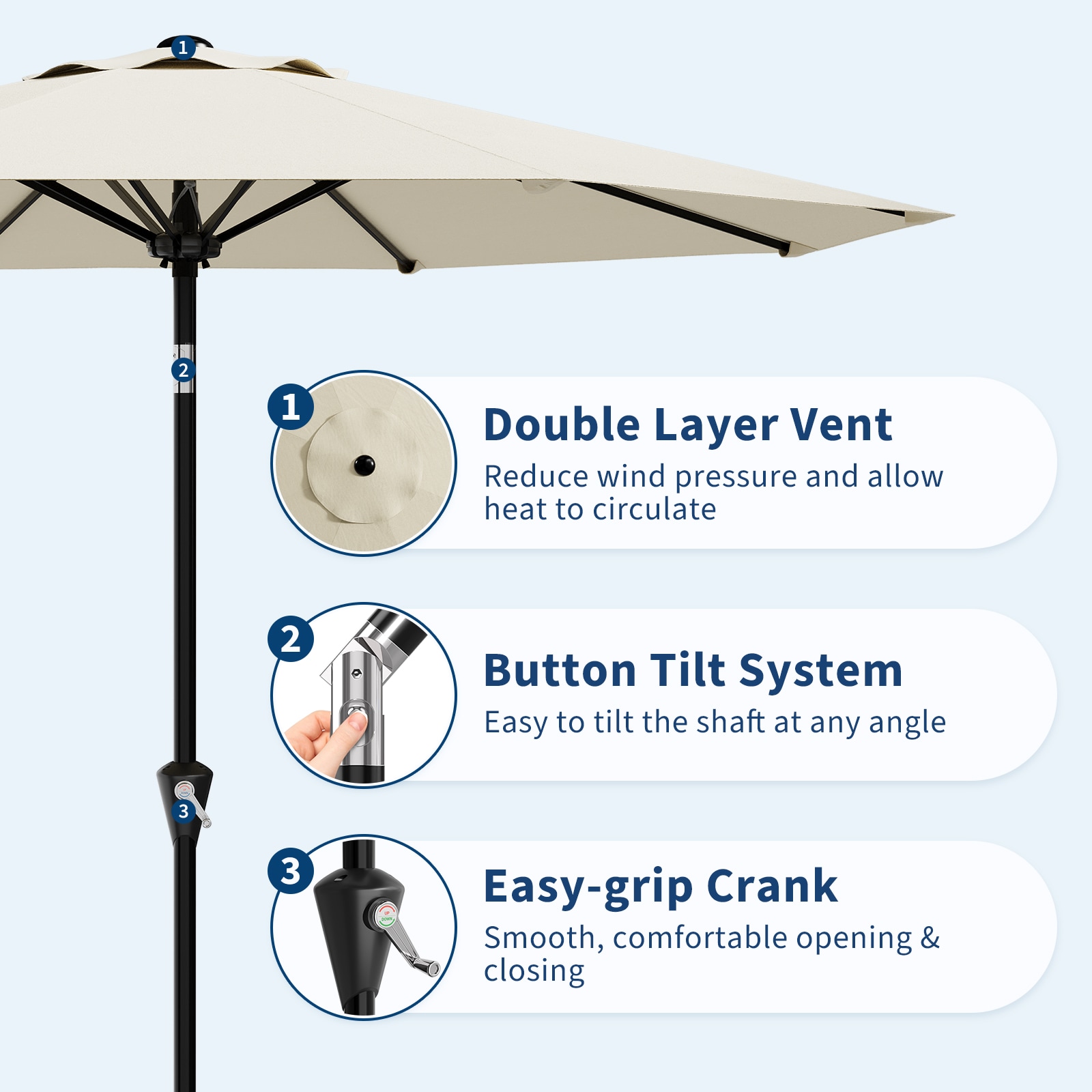 GarveeLife 10FT Patio Umbrella Outdoor Table Umbrella with Crank Lift ...