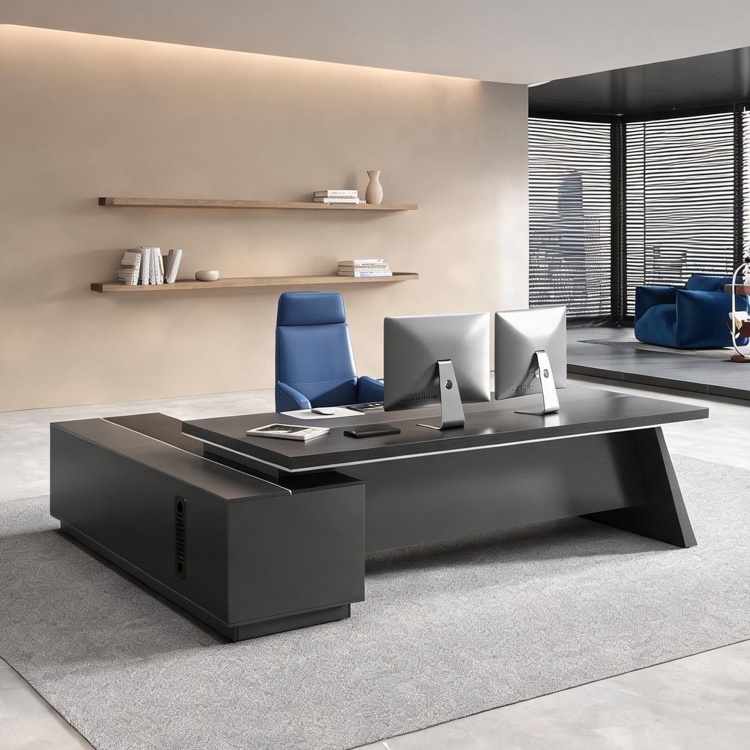 Naturefalls Engineered Wood L-Shaped Executive Desk with Right Return ...