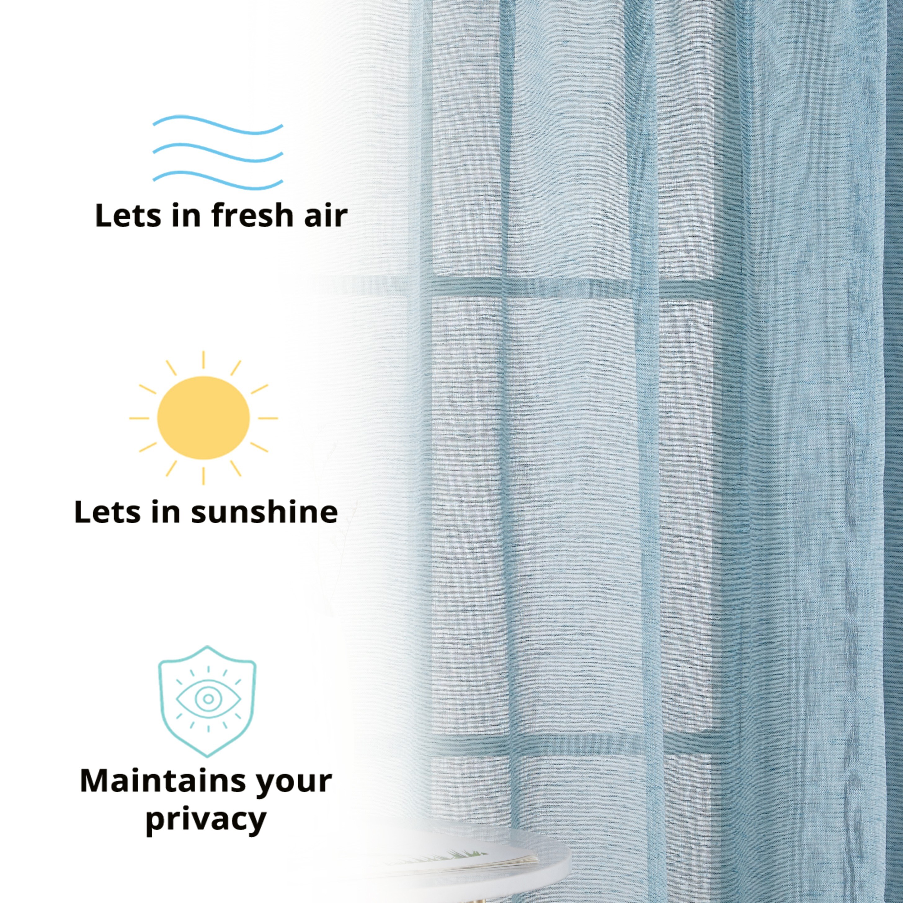 HLC.me Penelope Faux Linen Textured Semi Sheer Privacy Sun Light ...