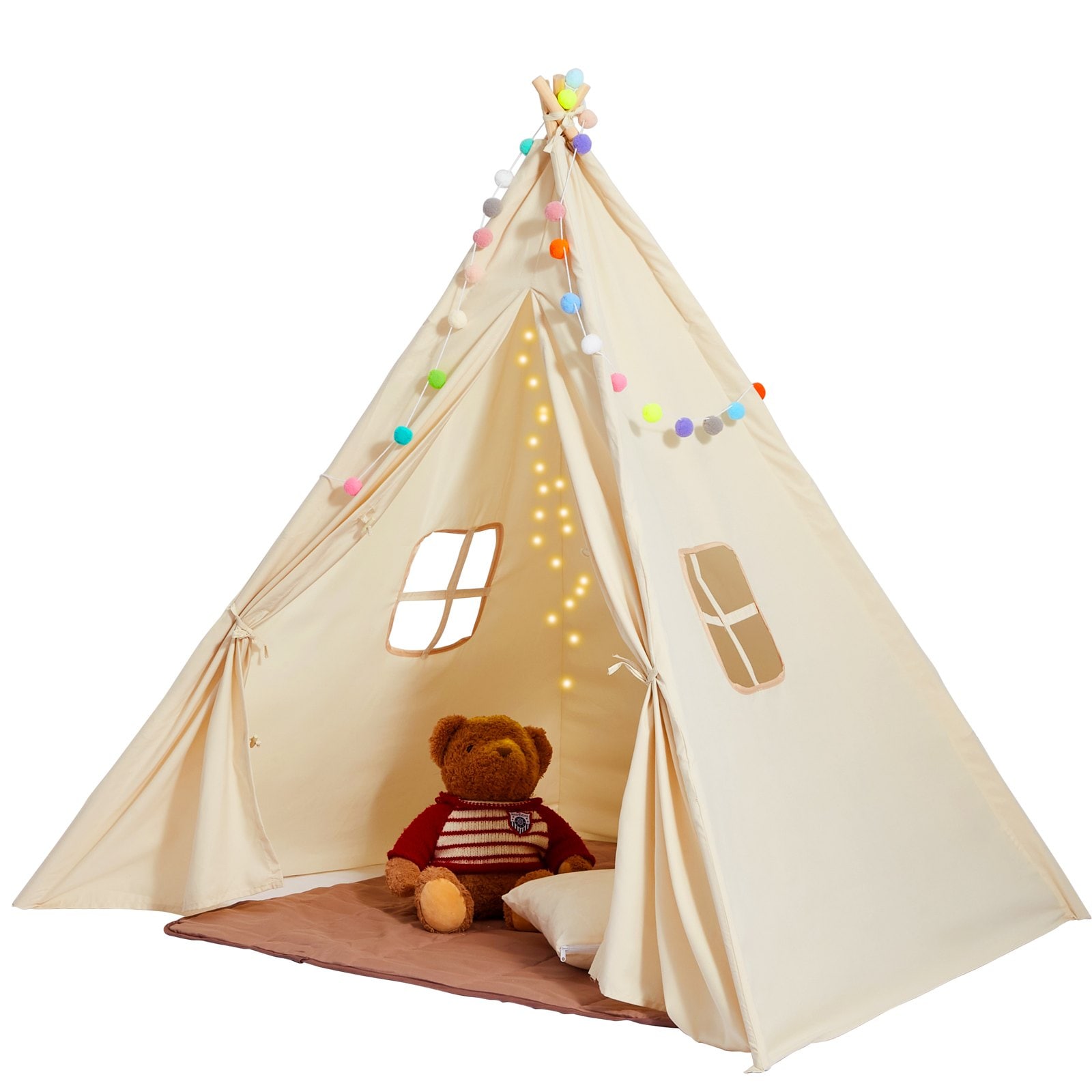 SUGIFT Kids Play Tent with Durable Frame Soft Mat and Decorative ...