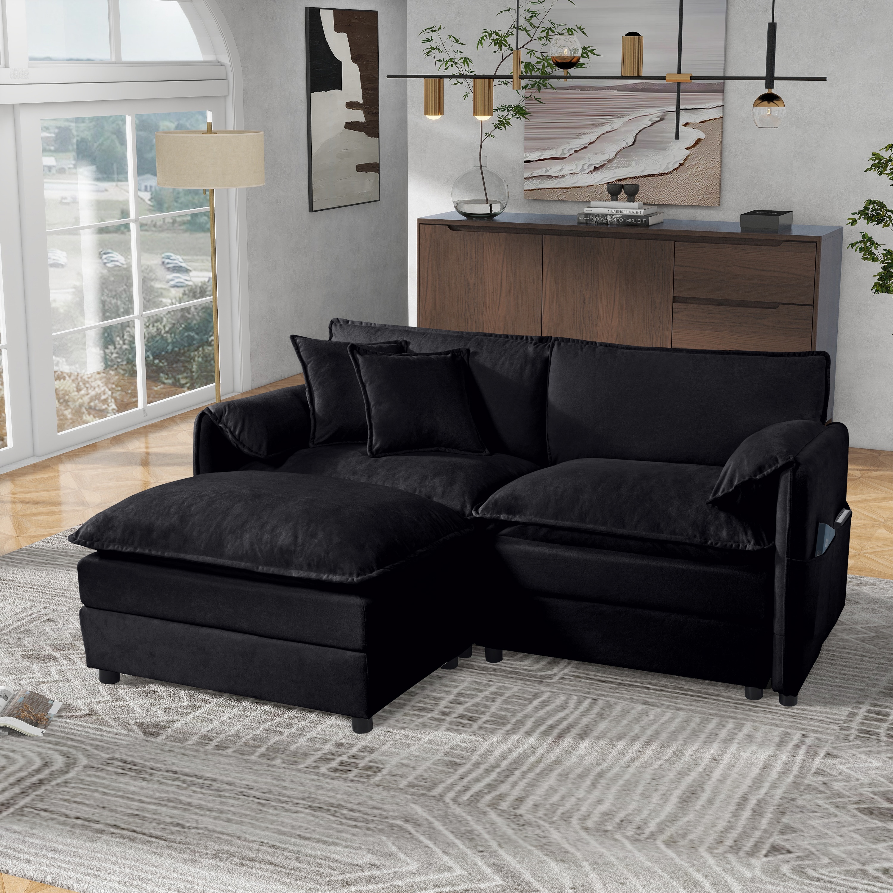 Tatayosi XJ Deep Seat Sectional Sofa Cloud Couch with Ottoman Modern ...