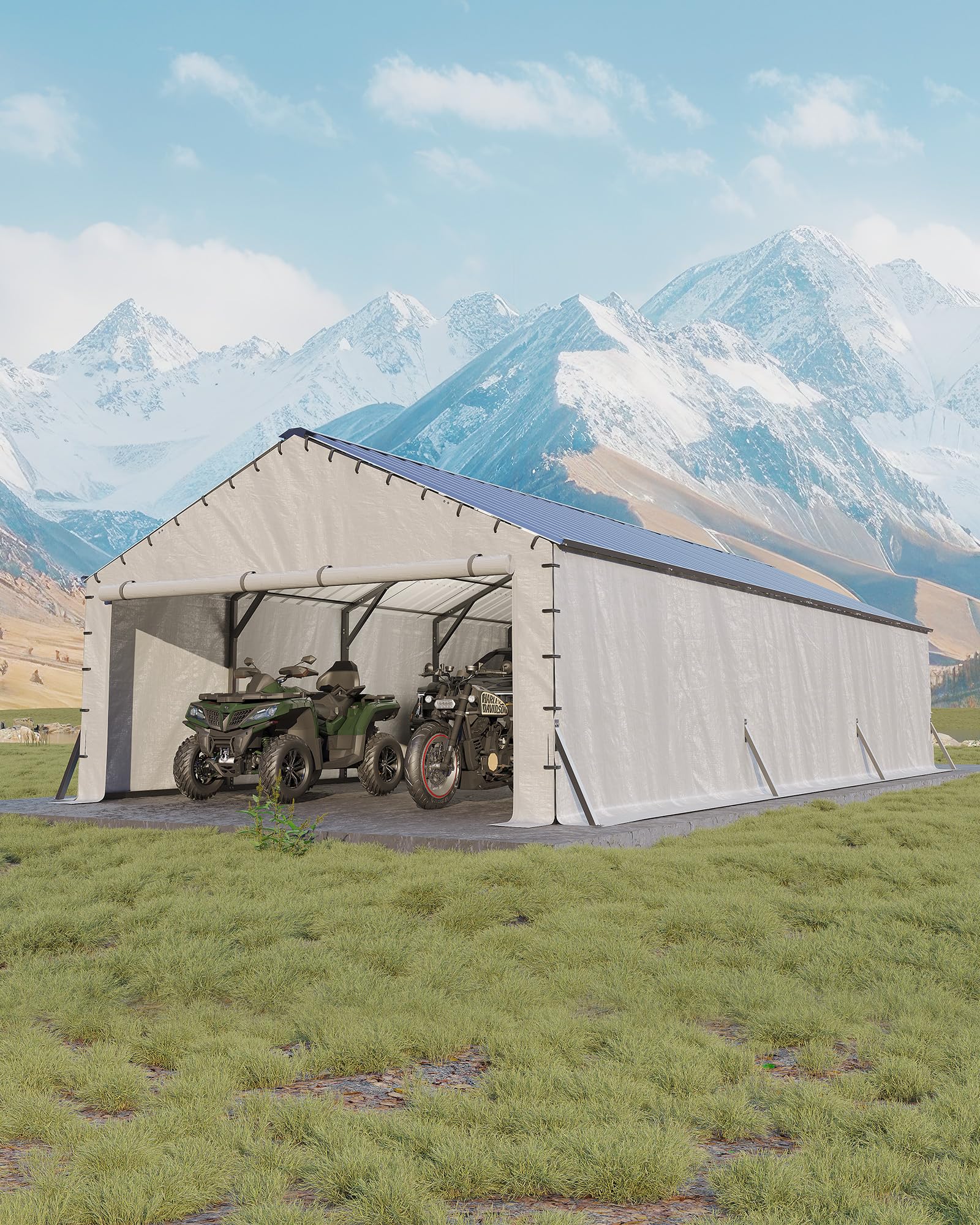 GarveeLife Clearance Sale 20x30x12 Ft Enclosed Metal Carport With ...