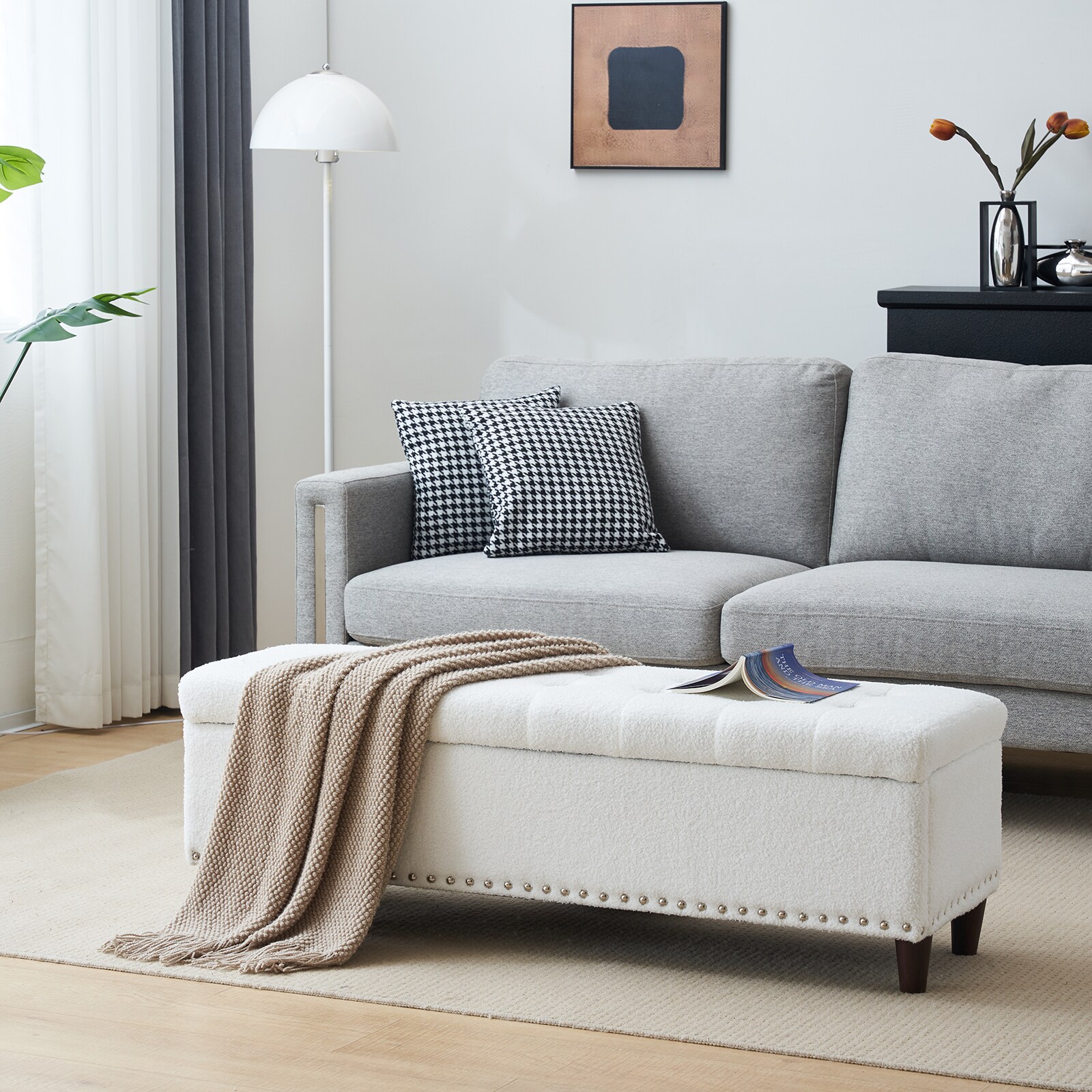 Winado Modern White Storage Ottoman L1G52003488 at Lowes.com