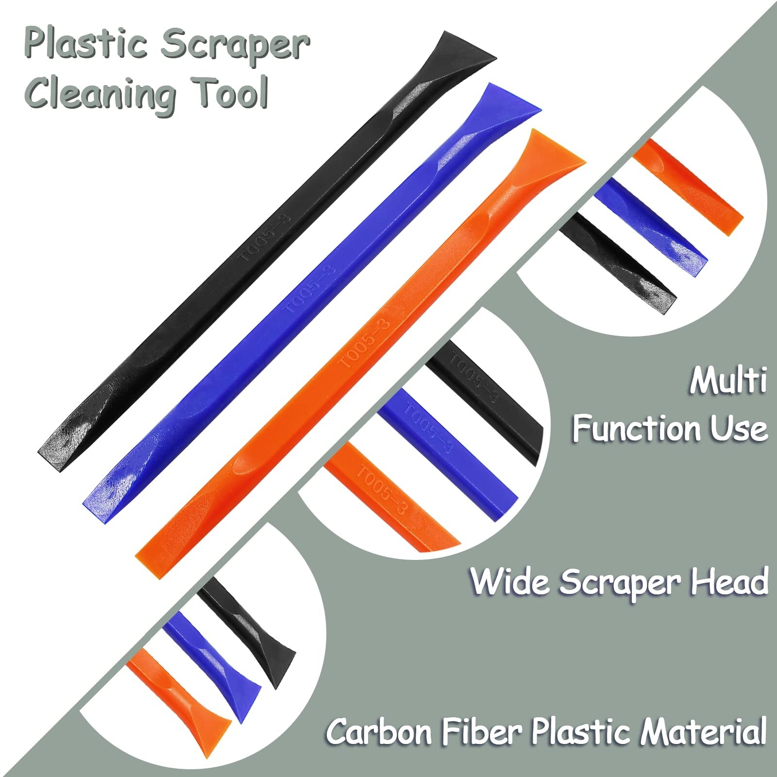 Phyfalip 12 pcs Carbon Fiber Plastic Scraper Cleaning Tool Set Non ...