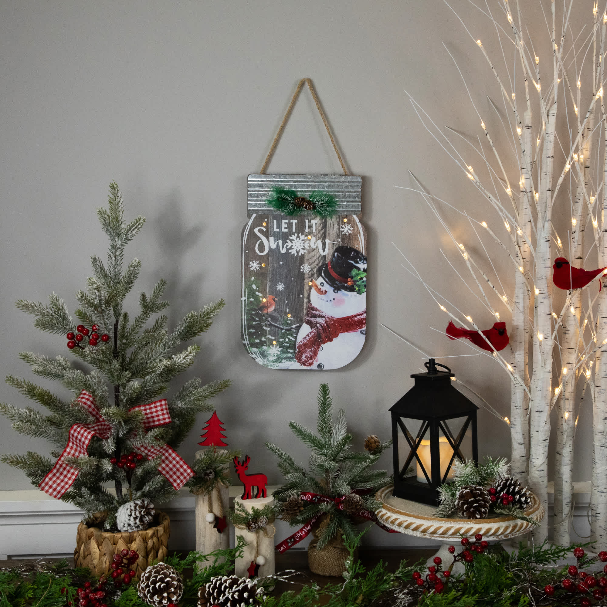 Northlight Snowman Mason Jar Let It Snow Christmas Wall Sign - 13.5 ...