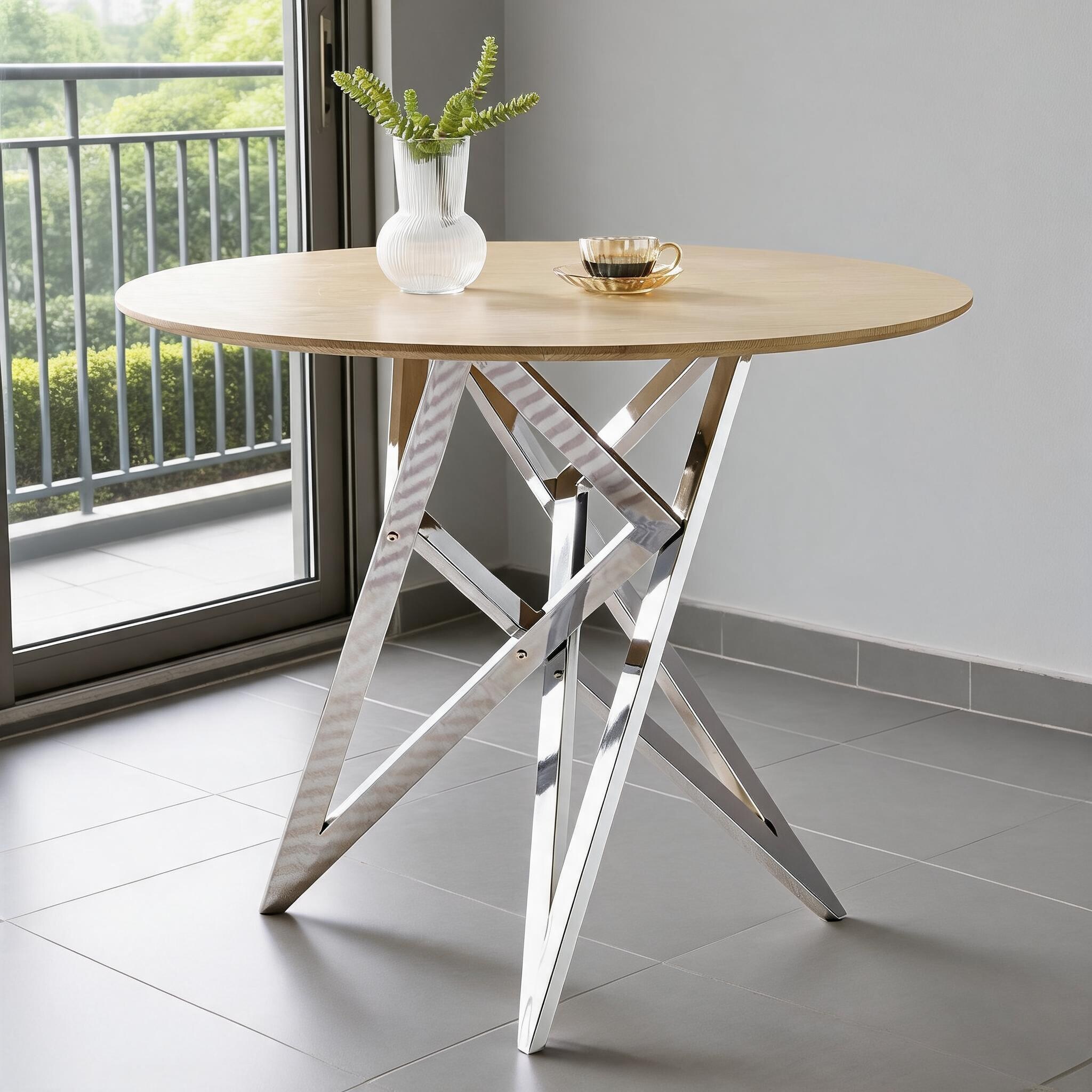 Watnature MDF Wood Grain Modern Round Dining Table 37 Inch Seats 2 to 4 ...