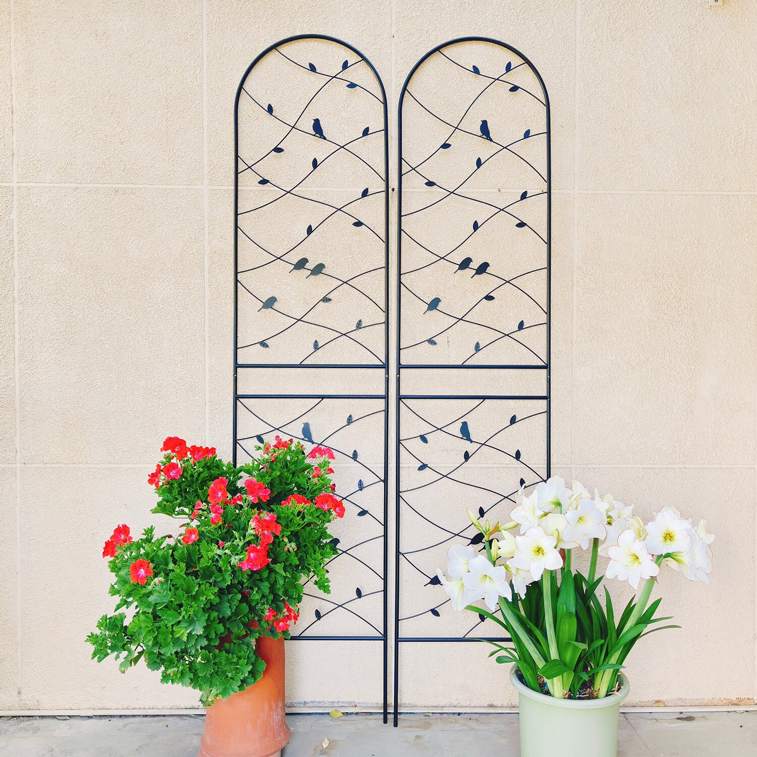 Mondawe 86.7-in H 2 Pack Black Metal Rustproof Outdoor Garden Trellis ...