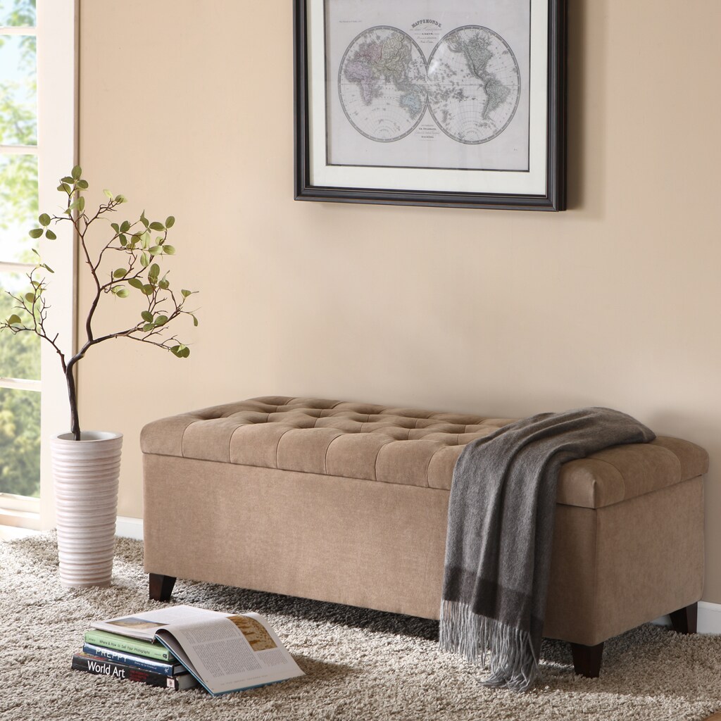 Madison Park Modern Sand Storage Bench with Storage 49-in x 19.25-in x ...
