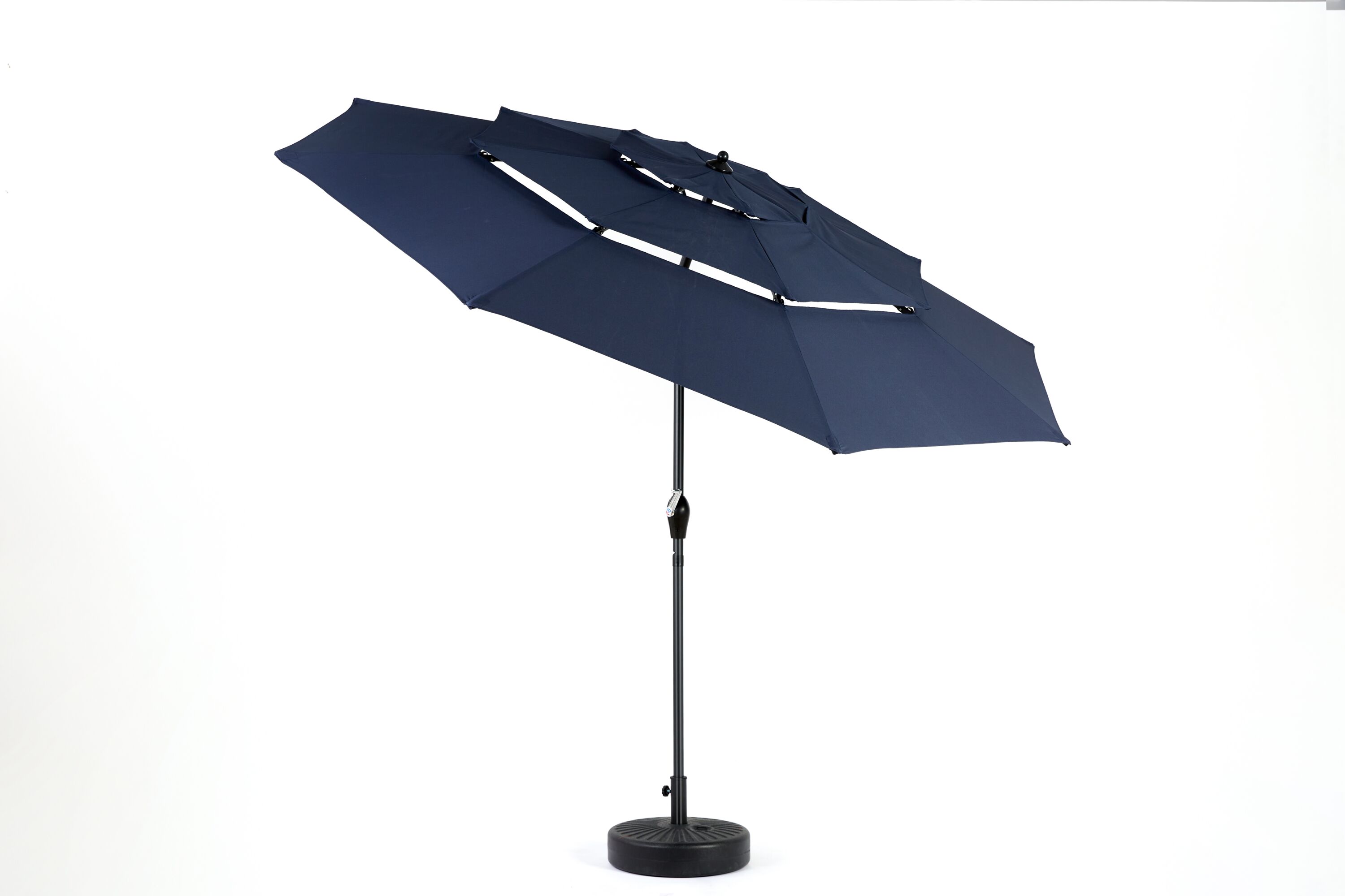 Rbied 8.2-ft Steel Blue Crank Half-round Patio Umbrella in the Patio ...
