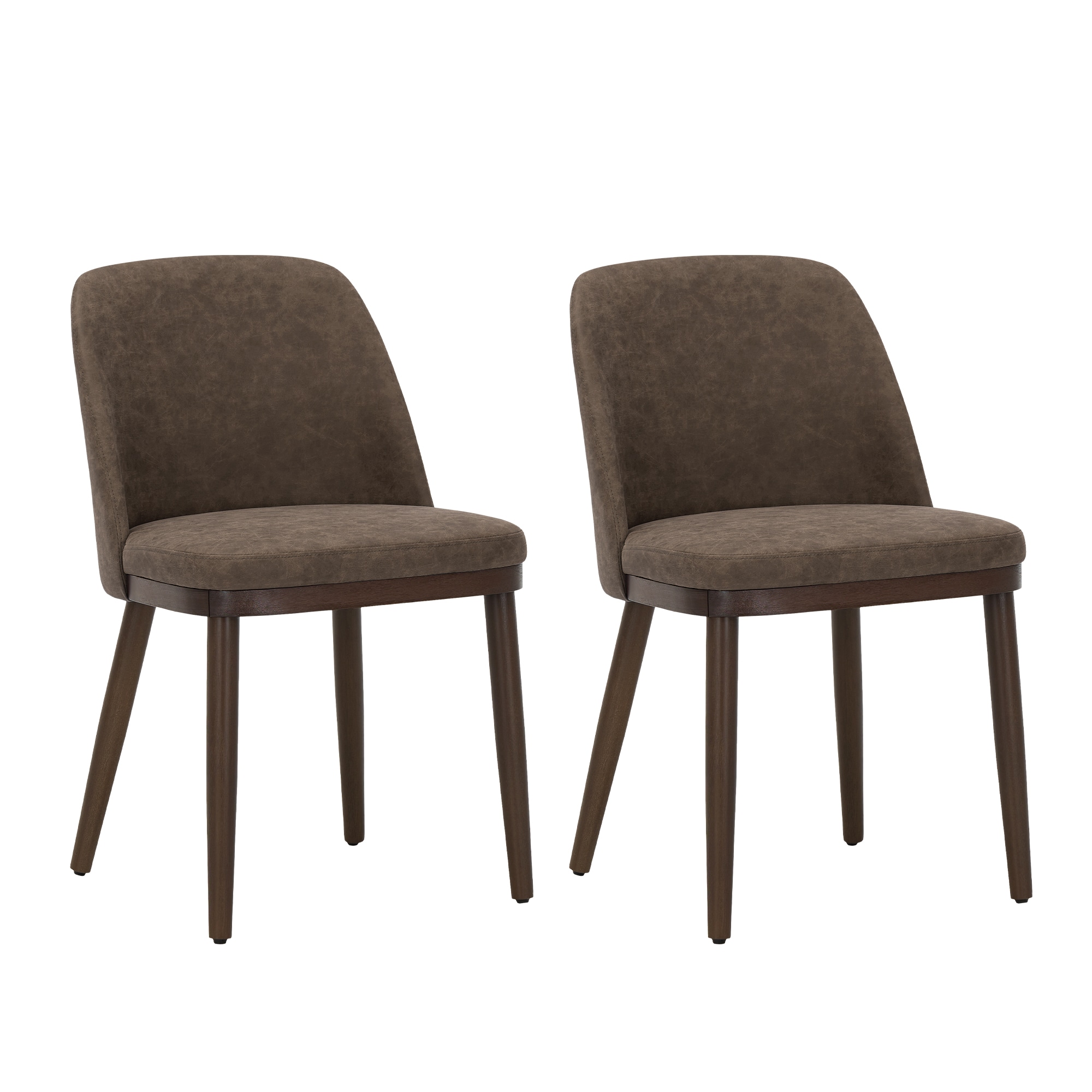 Colamy Set of 2 Dark Brown Modern Upholstered Dining Chair with ...