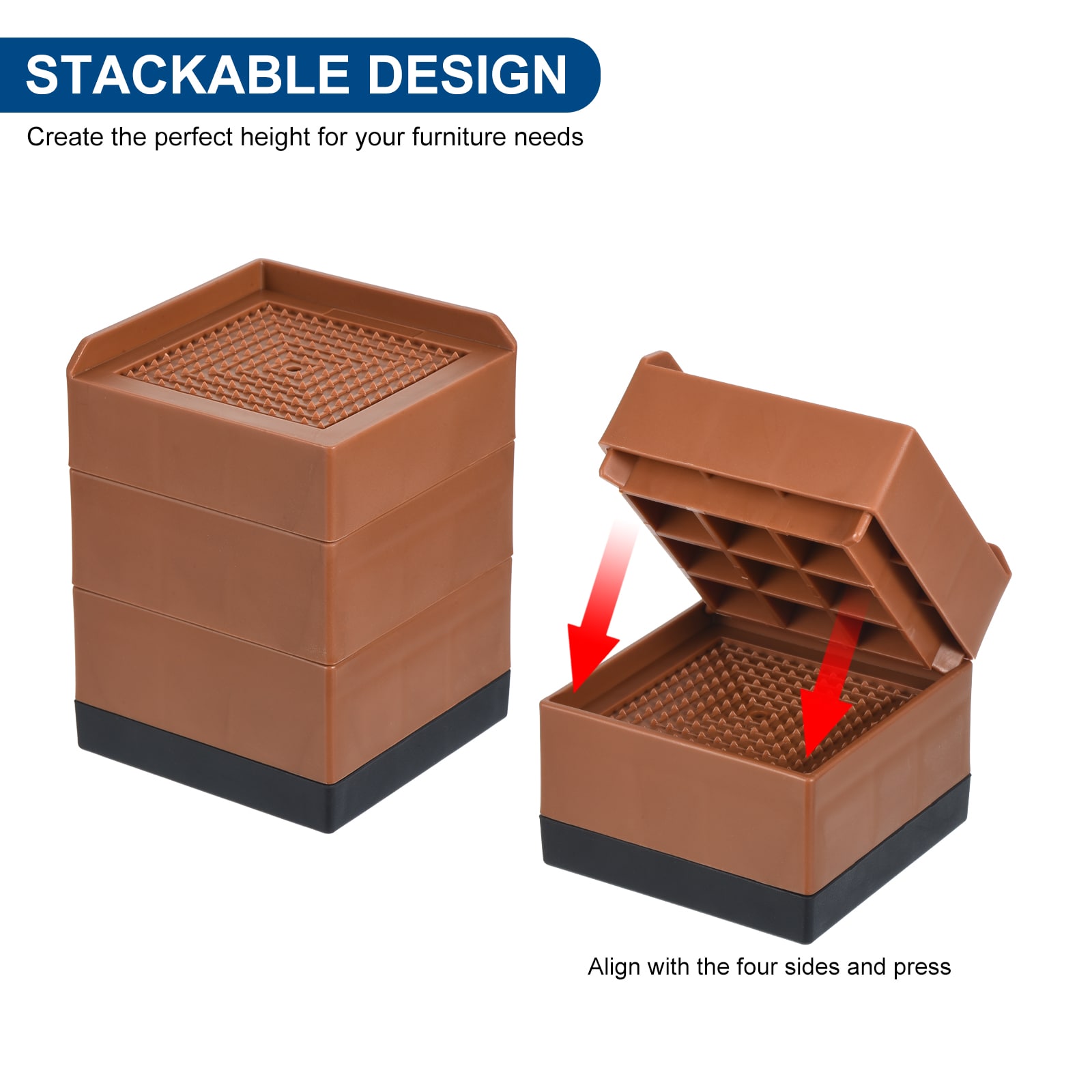 Unique Bargains Furniture Risers 1.5 Inch 4pcs Square Bed Risers ...