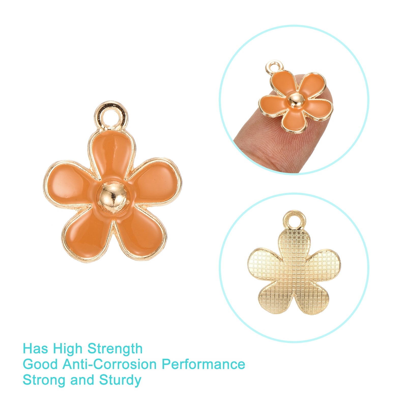Unique Bargains 40pcs Flower Charm Gold Plated Charm for DIY Mobile ...