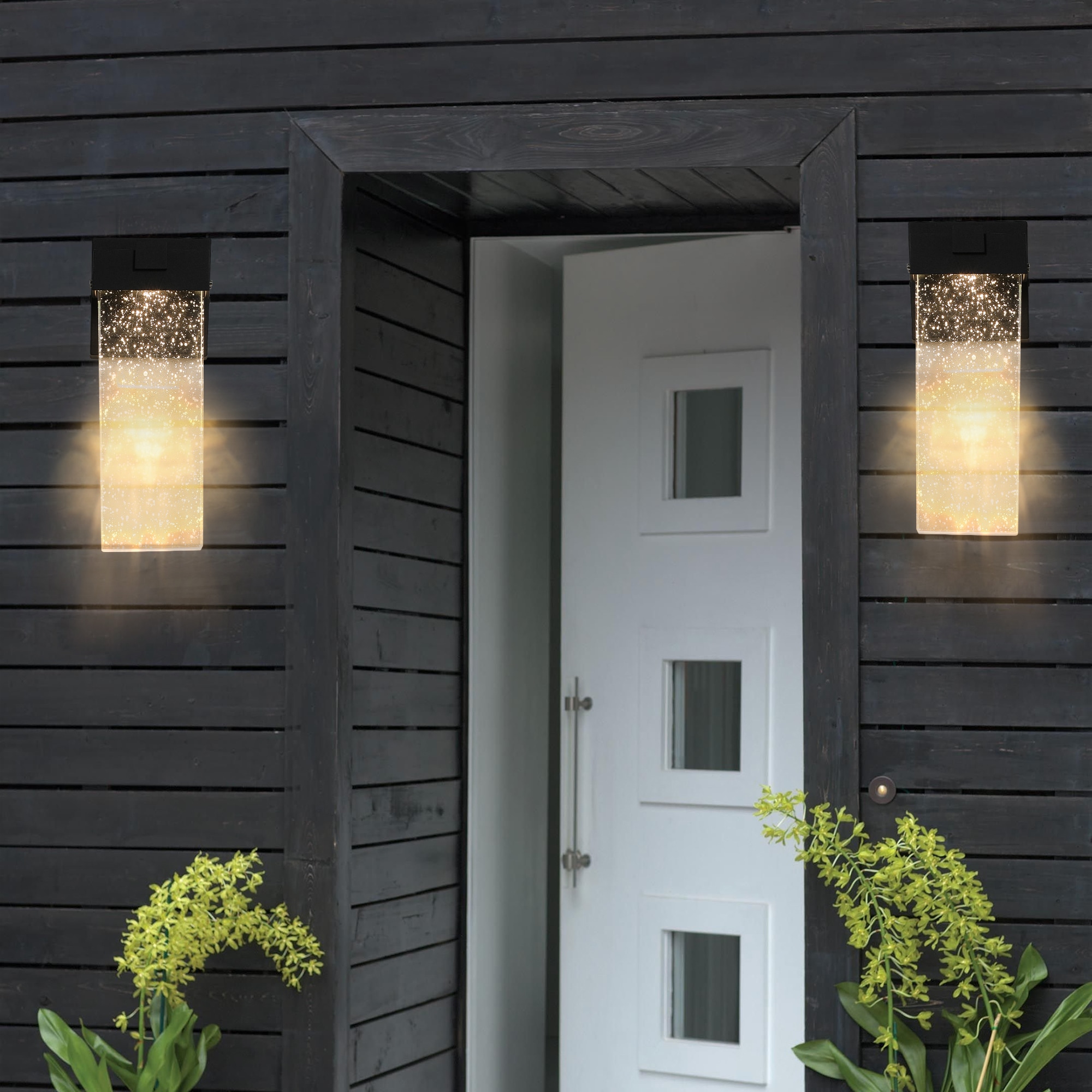 Boho Havens 2 Pack Outdoor LED Wall Sconce Weatherproof Bubble Crystal ...