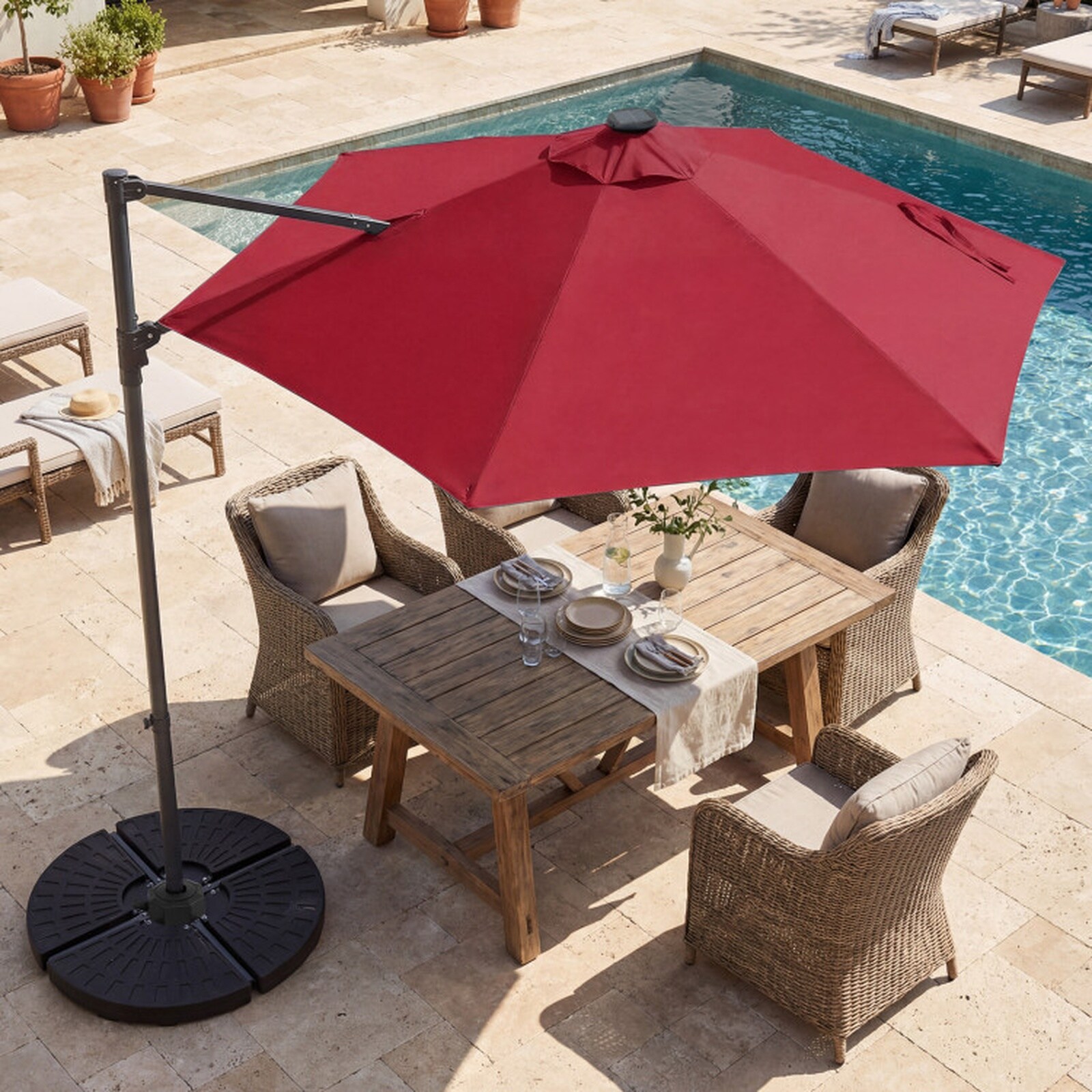SUGIFT Wine Solar 15 LED 10-ft Arm Shade 360 Rotation Vent Peak ...