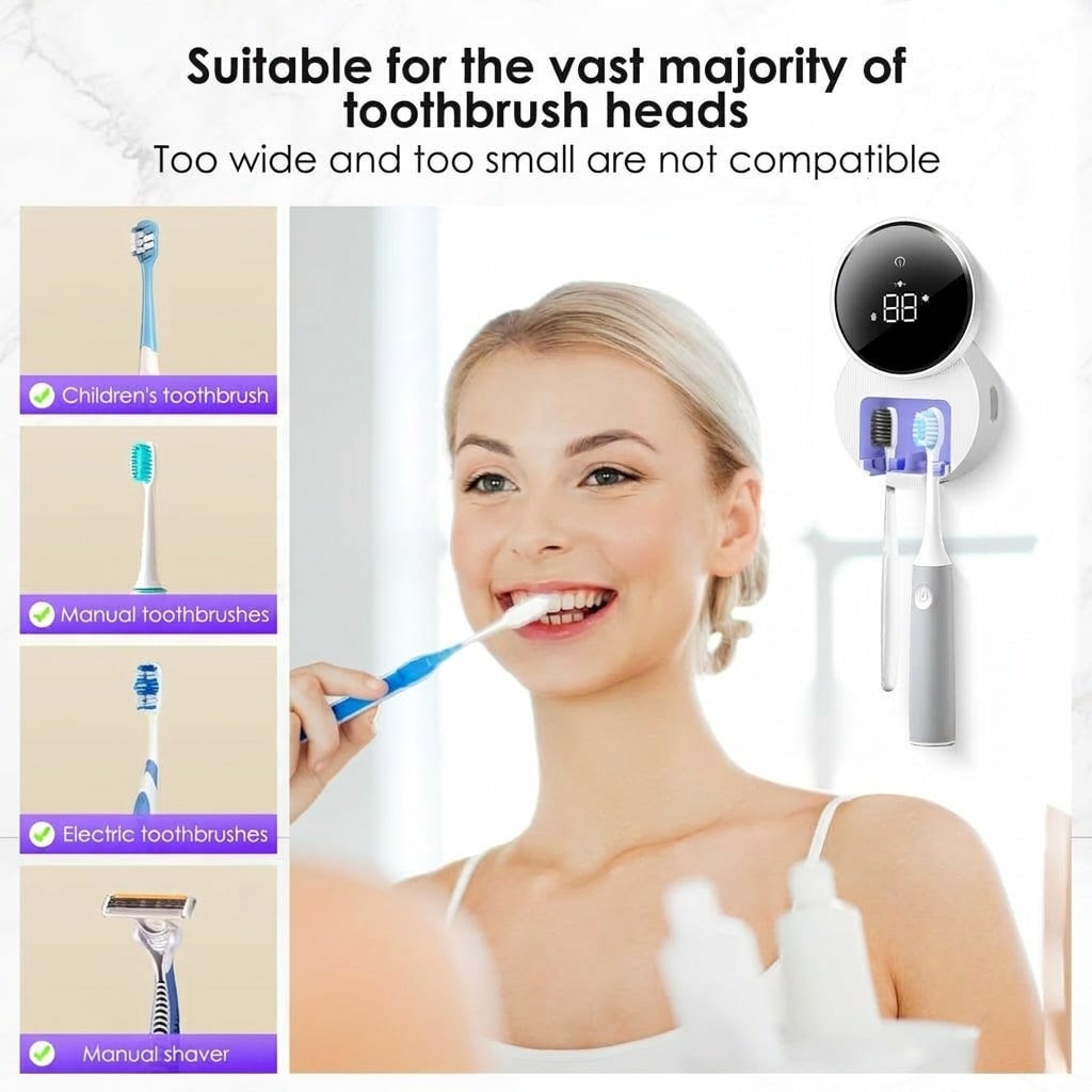 Phyfalip Wall Mounted Toothbrush Holder with Automatic Sensor Cover ...