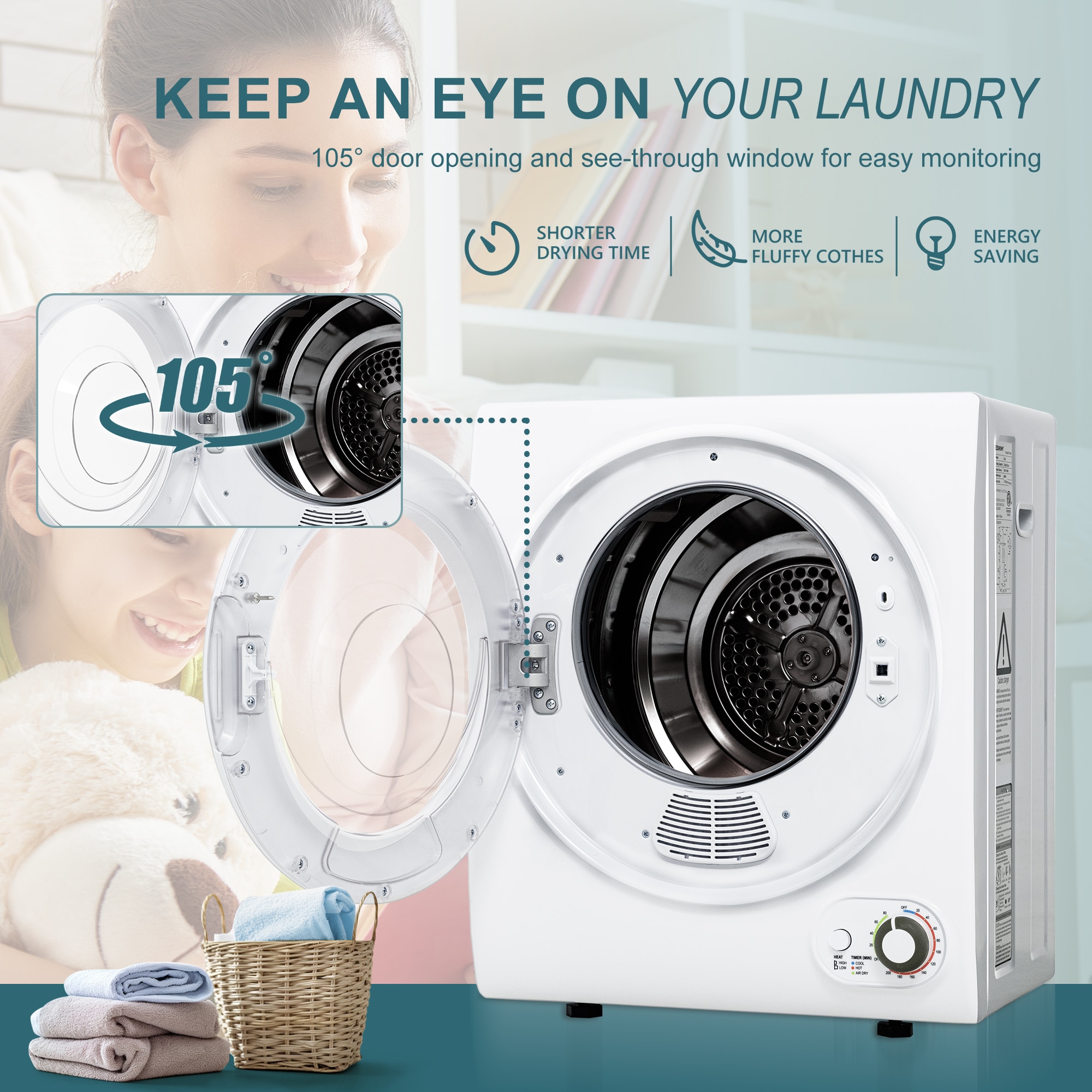 Simzlife 1.5 Cu. Feet Portable Vented White Cotton CD 6